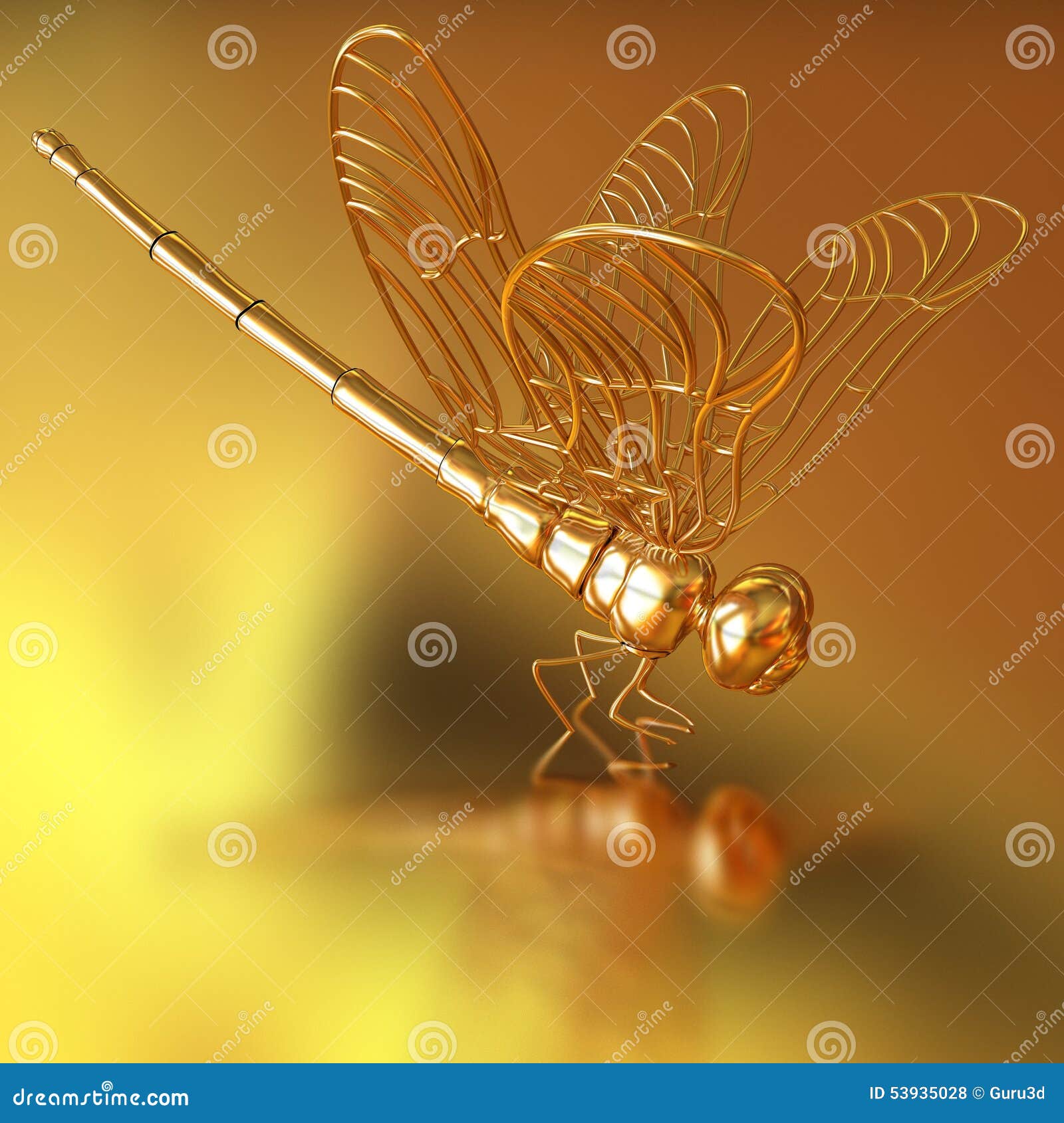 Gold dragonfly stock illustration. Illustration of closeup - 53935028