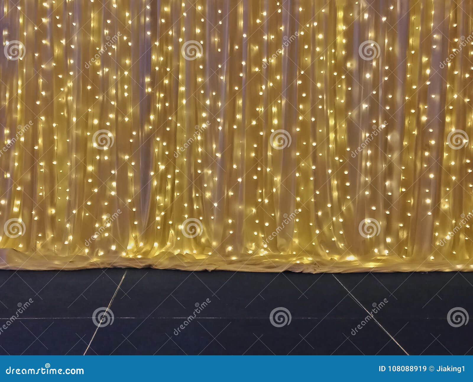 Yellow Drape with Many Light Bulb on Stage Stock Image - Image of ...