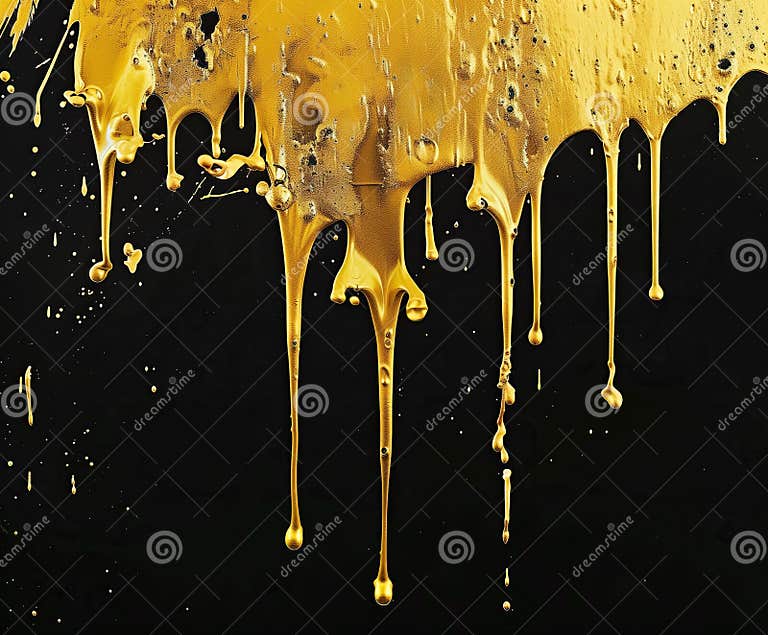 Gold Drip Splash on a Black Background, Generative AI Stock ...