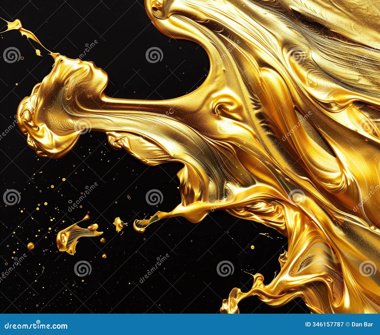Gold Drip Splash on a Black Background, Generative AI Stock ...