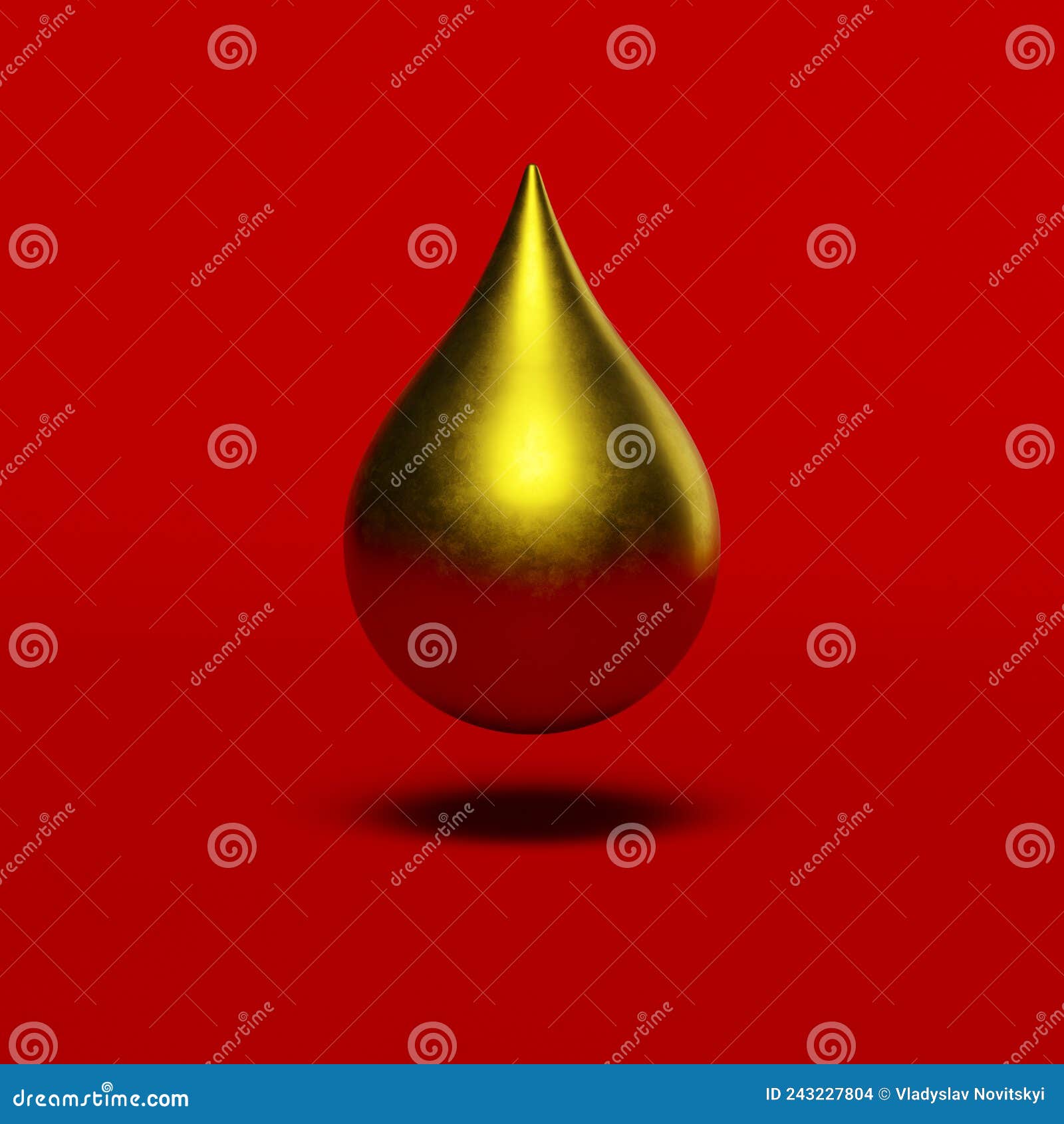 Gold Drop Isolated on Red Background Stock Illustration - Illustration ...