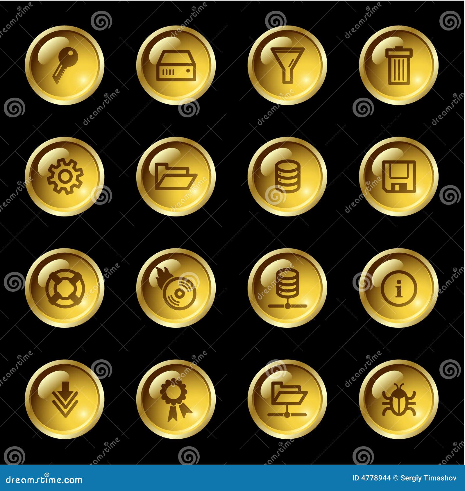 Gold drop server icons stock vector. Illustration of computer - 4778944