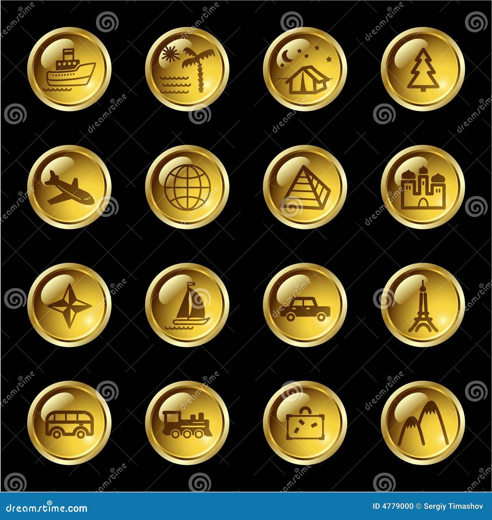 Gold drop travel icons stock vector. Illustration of paris - 4779000