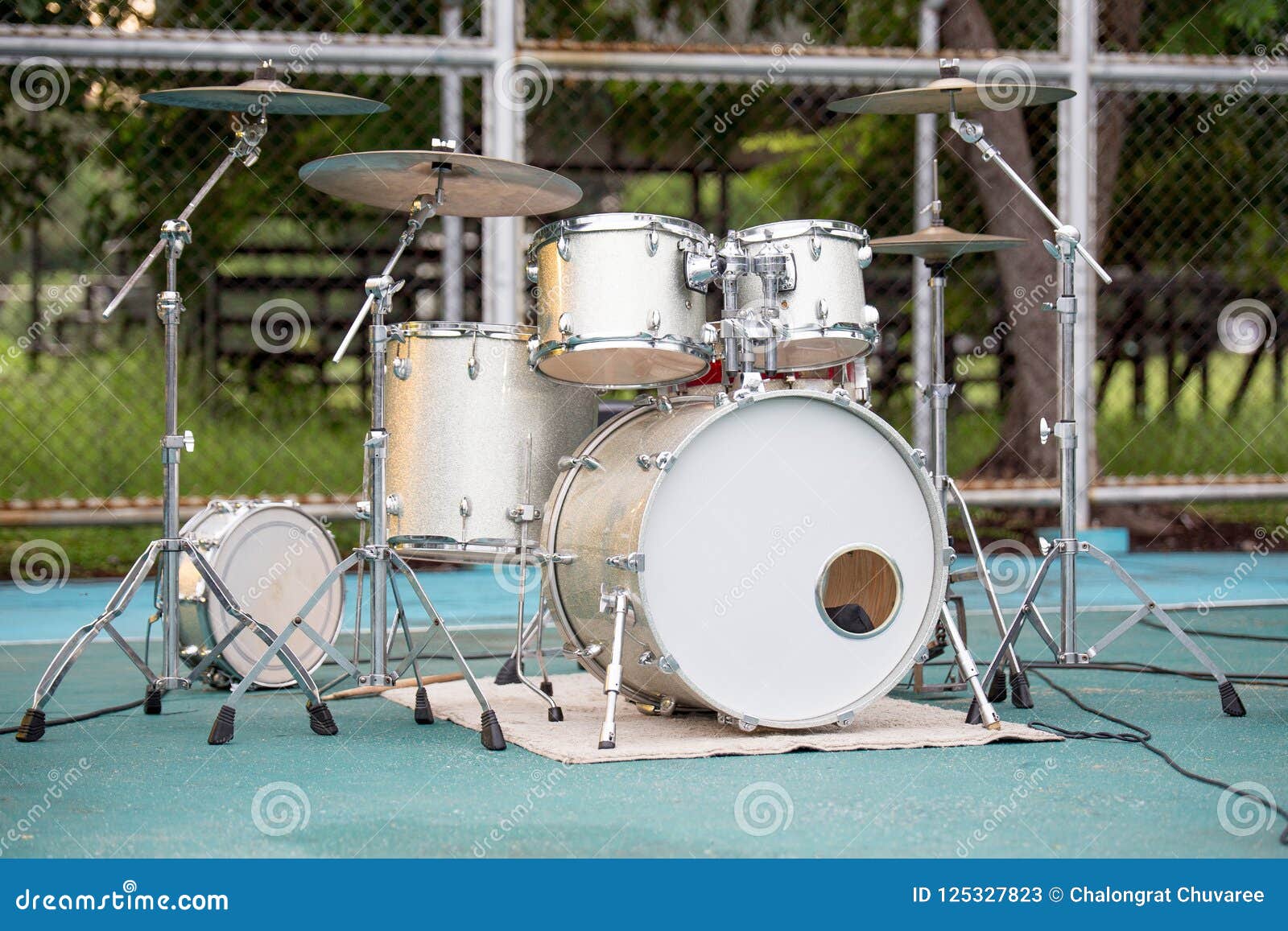Gold drum set stock image. Image of background, drum - 125327823