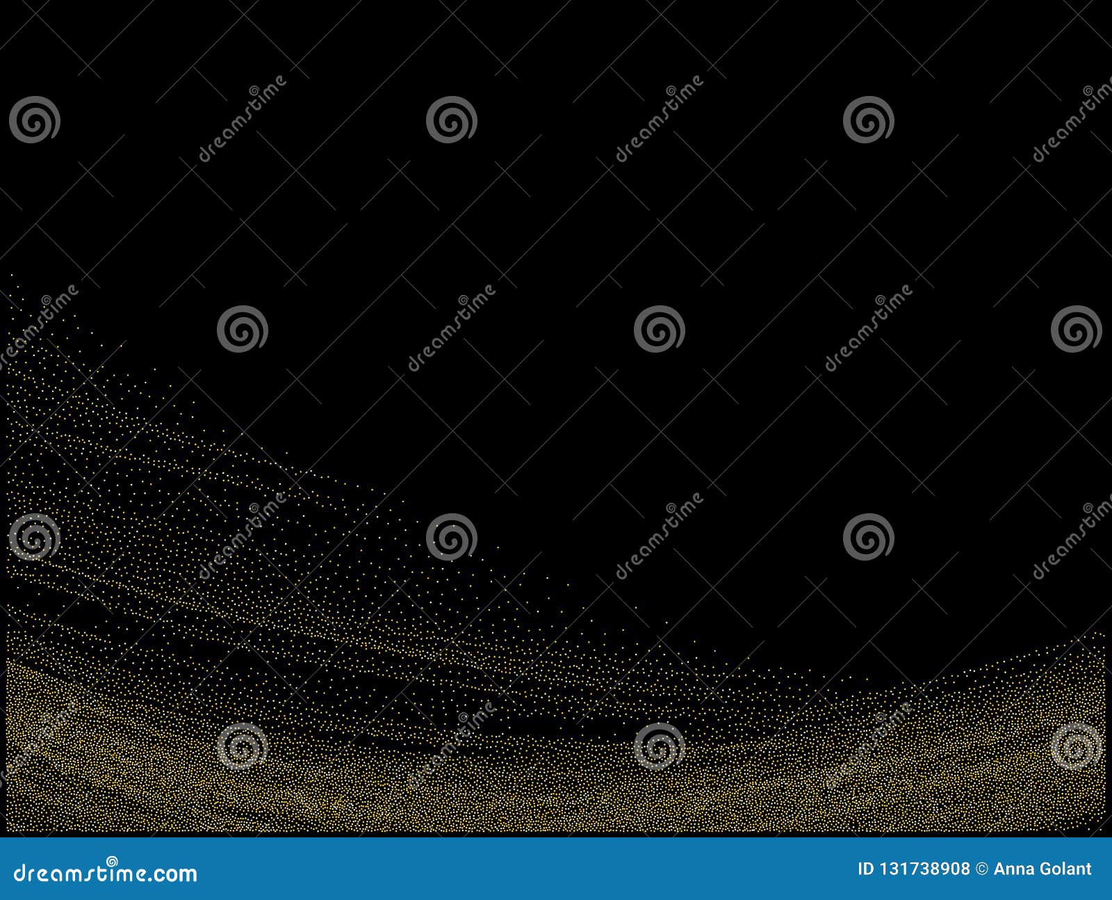 Gold Dust on a Black Background. Small Particles, Golden Glitter ...