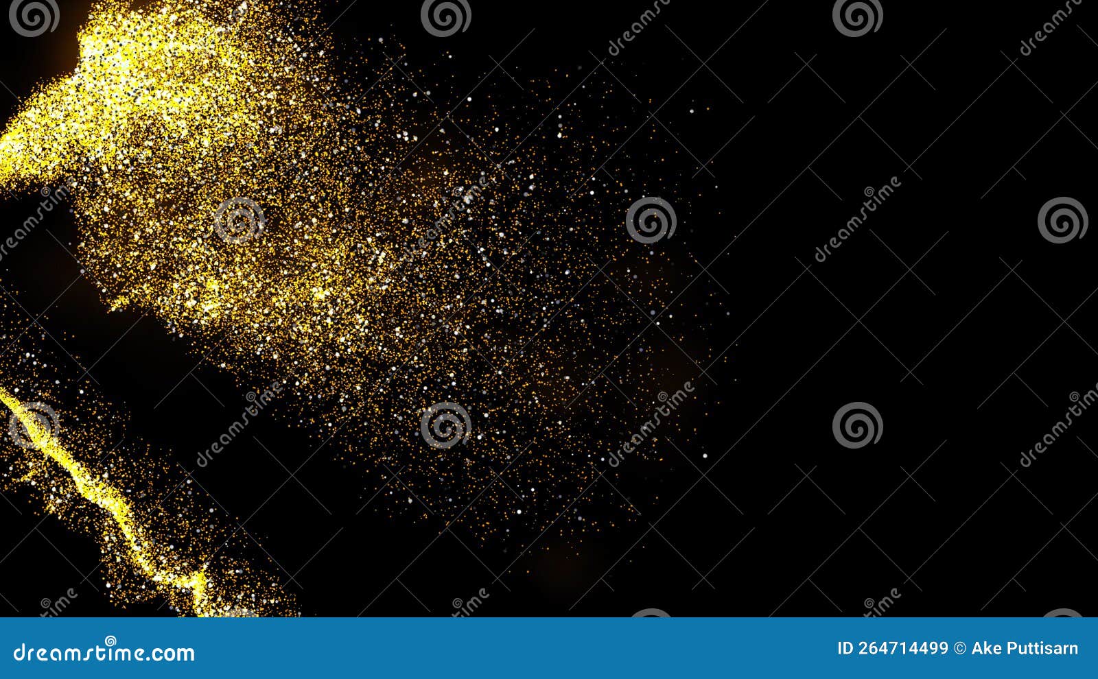 Gold Dust Blown Away by the Wind and Scattered. 3d Illustration of Gold ...