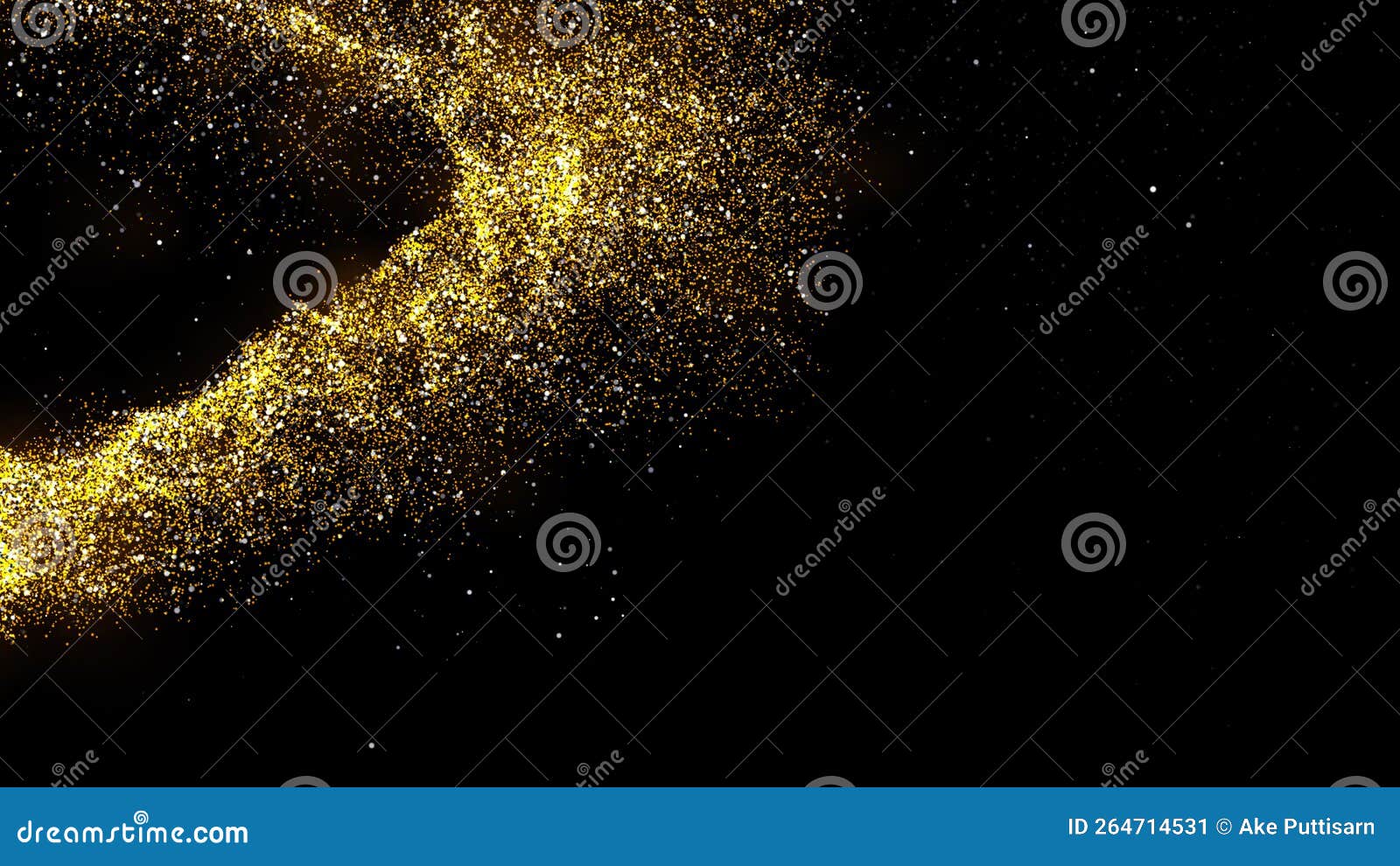 Gold Dust Blown Away by the Wind and Scattered. 3d Illustration of Gold ...