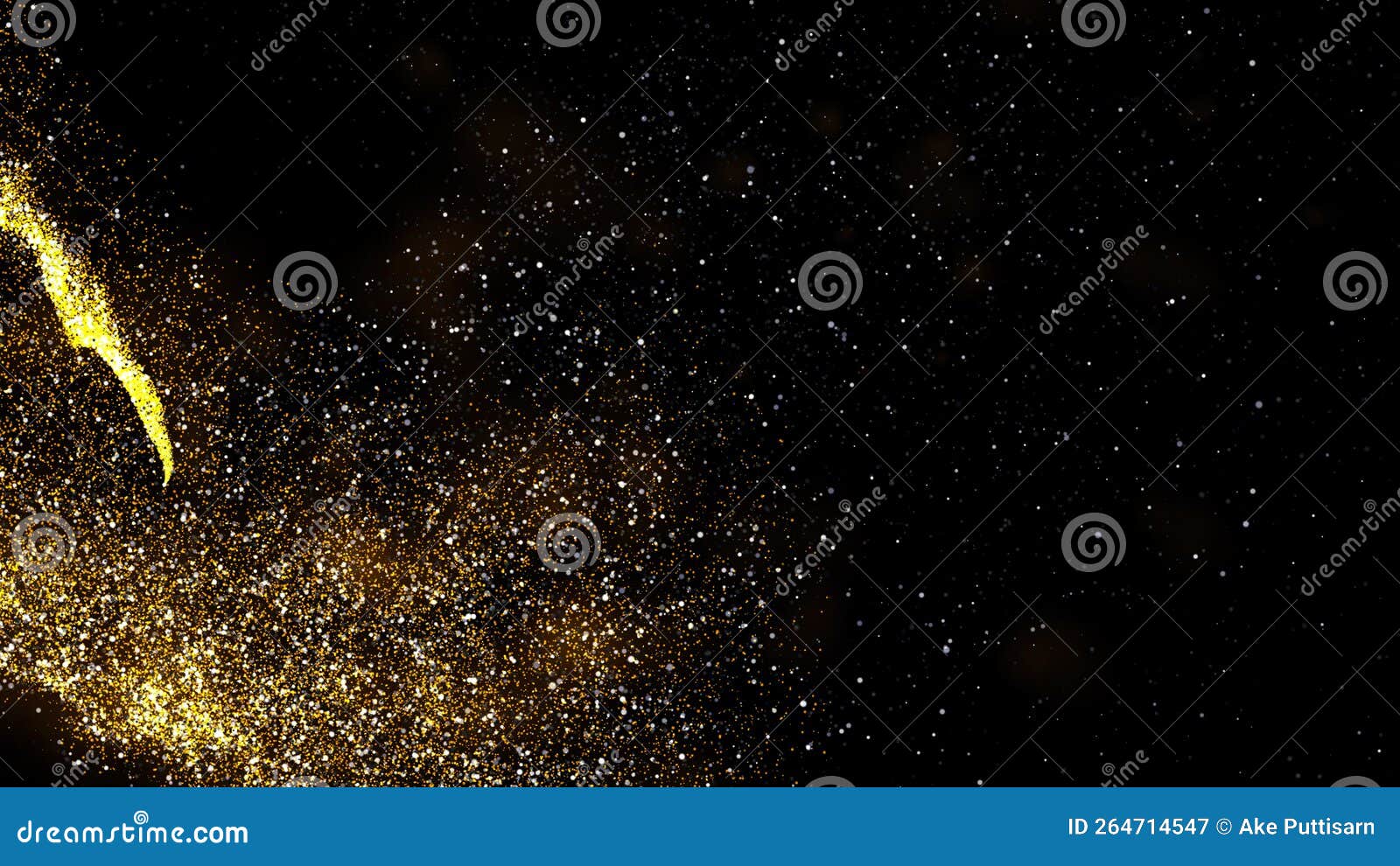 Gold Dust Blown Away by the Wind and Scattered. 3d Illustration of Gold ...