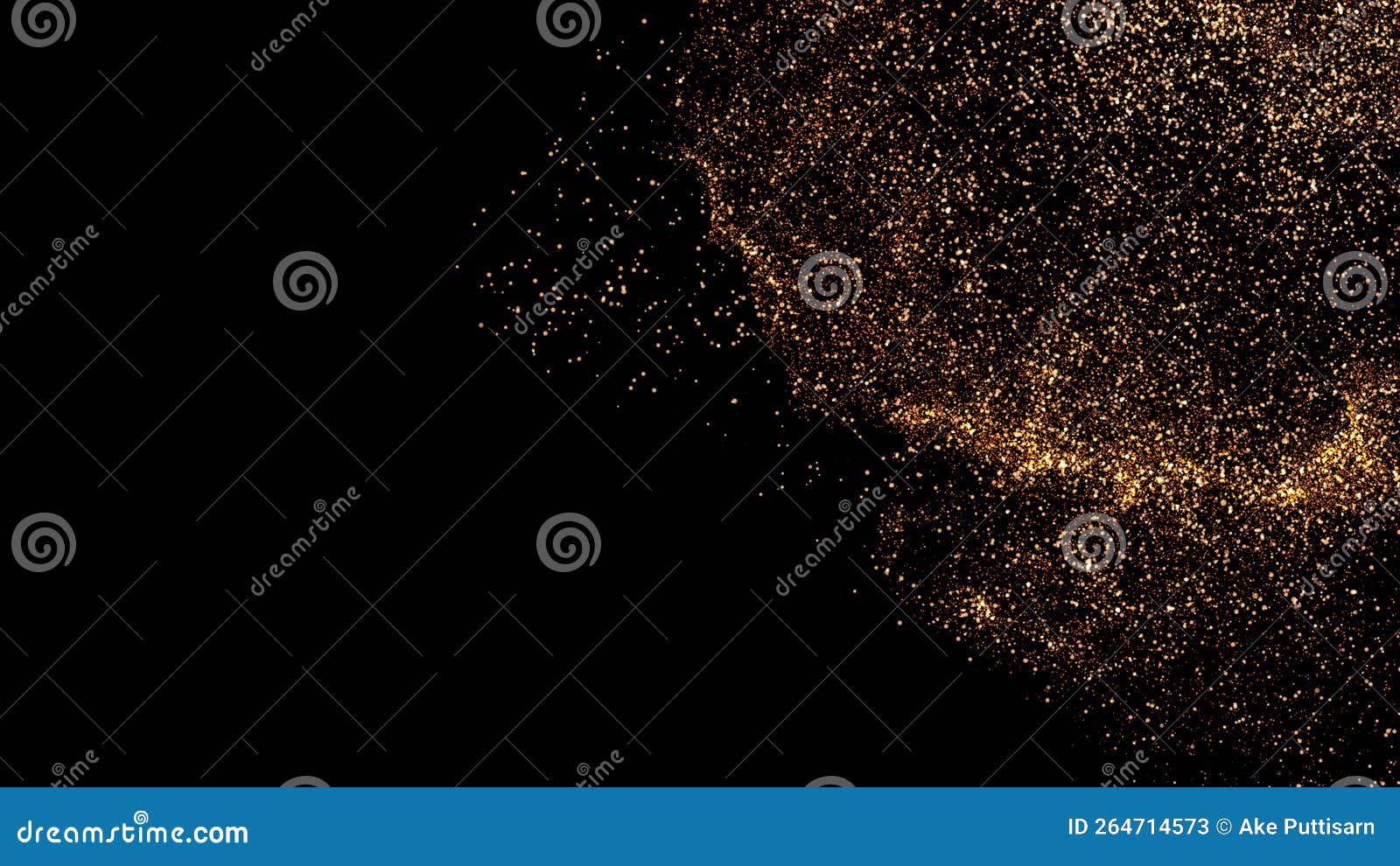 Gold Dust Blown Away by the Wind and Scattered. 3d Illustration of Gold ...