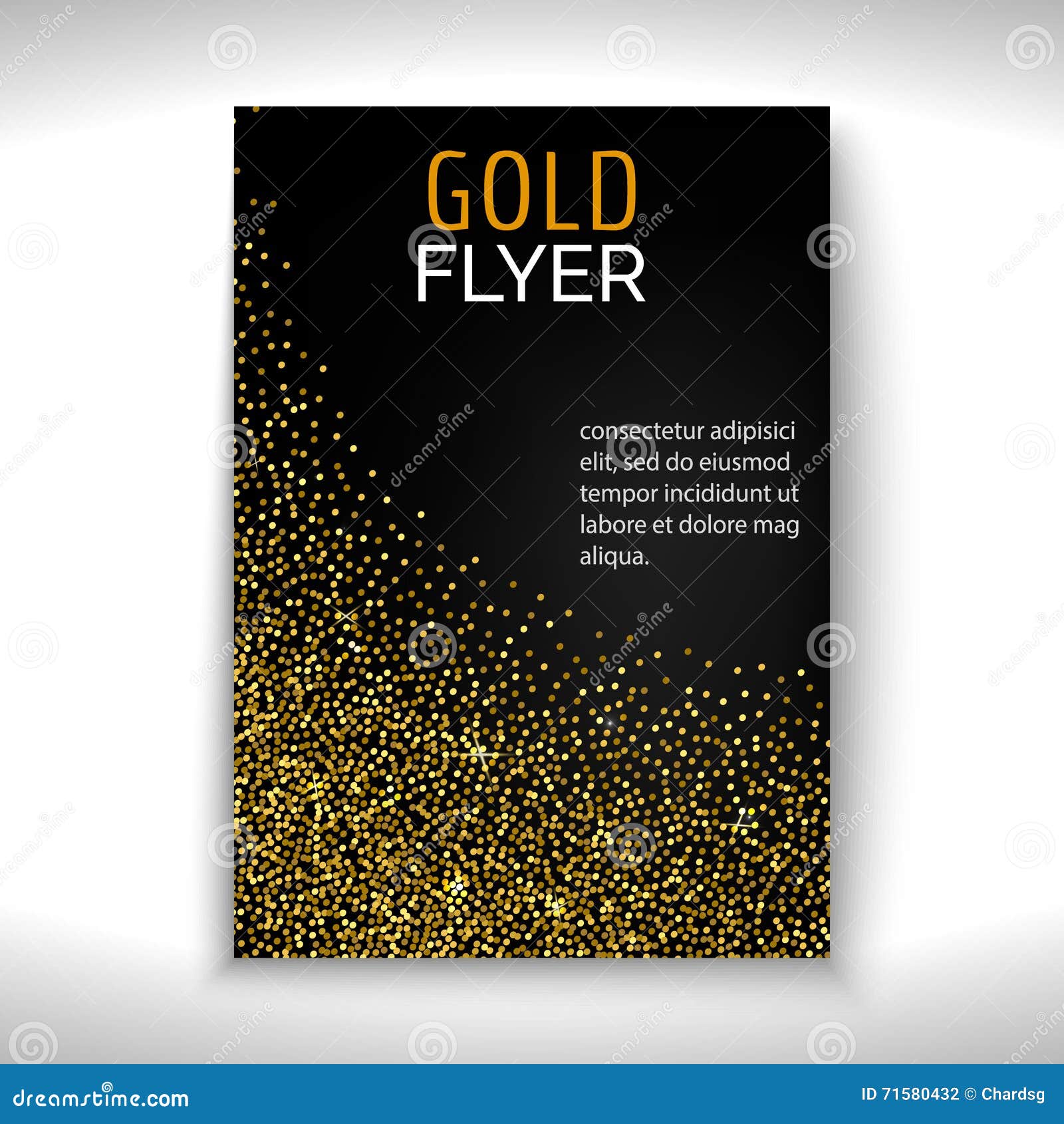 Gold dust flyer design. stock vector. Illustration of date - 71580432