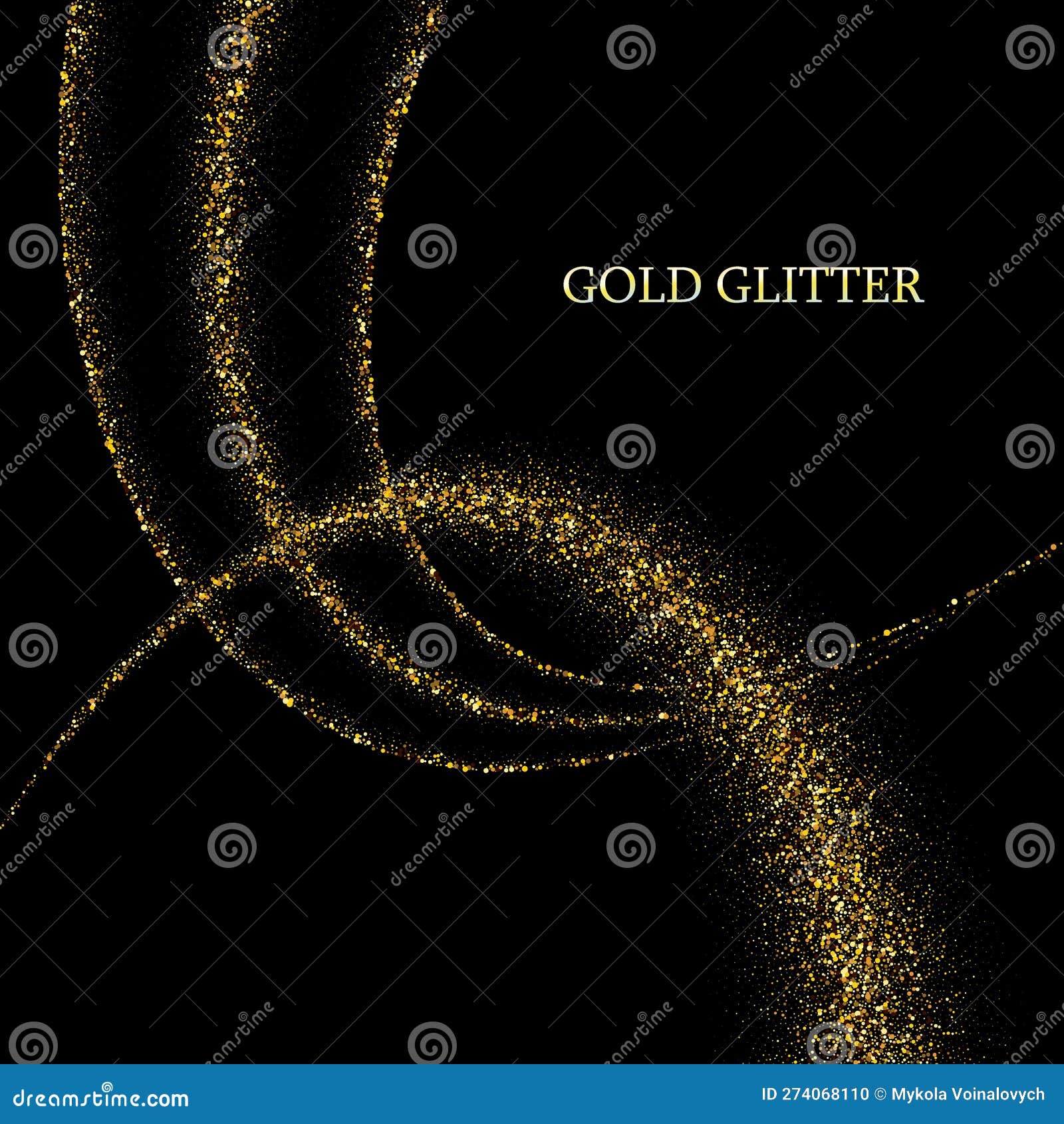 Gold Dust in the Form of a Wavy Stripe on a Black Background, an ...