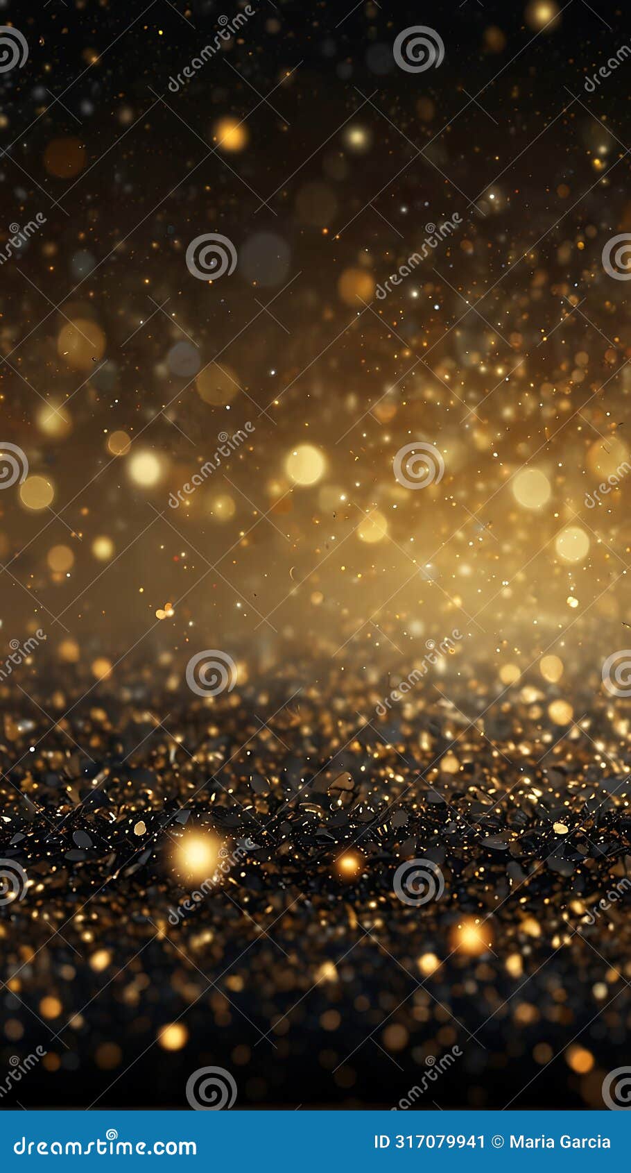 Ai Generated. Gold Dust and Glitter Falling on a Black Background Stock ...