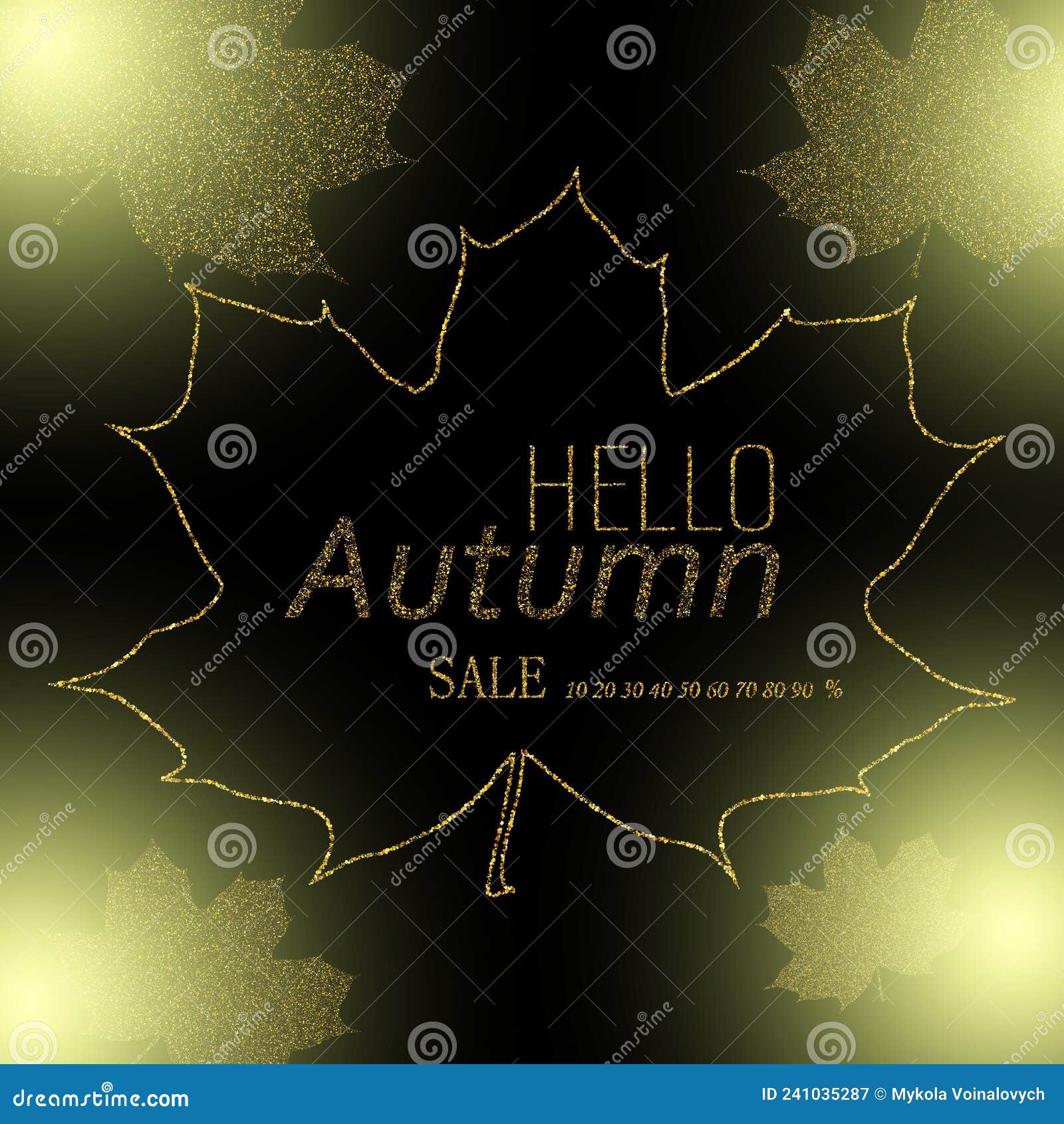 Gold Dust Particles Maple Leaf, Hello Autumn, Beautiful Element for ...