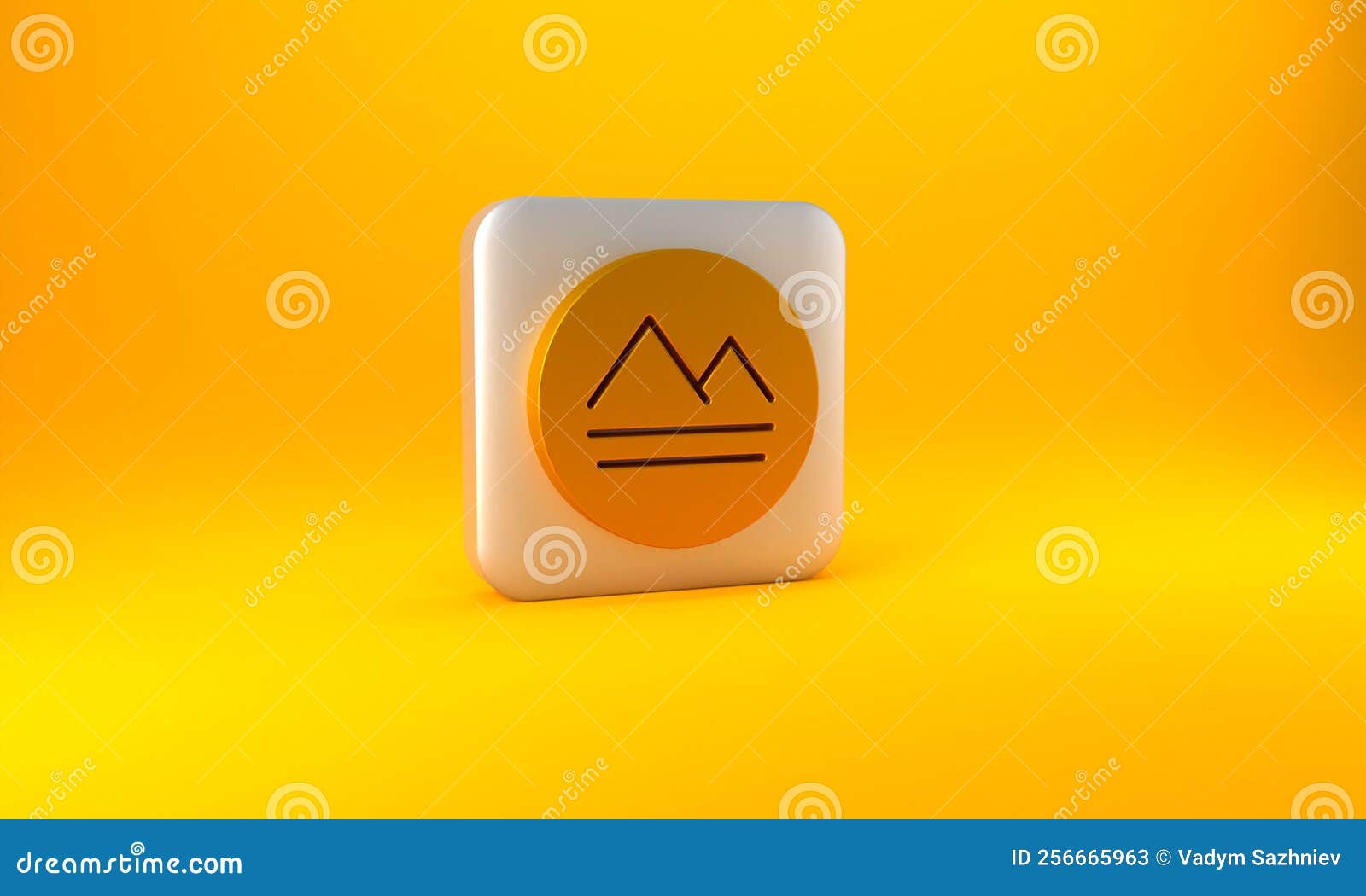 Gold Earth Element of the Symbol Alchemy Icon Isolated on Yellow ...