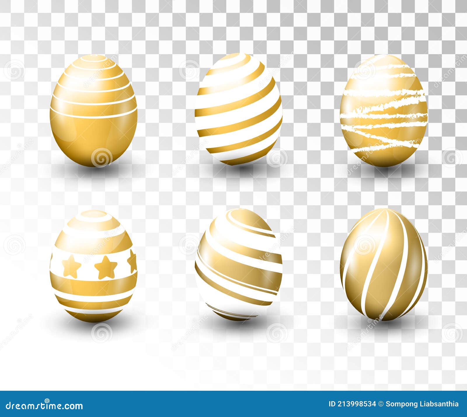 Gold Easter Egg with Pattern Isolated on Transparent Background. Vector ...