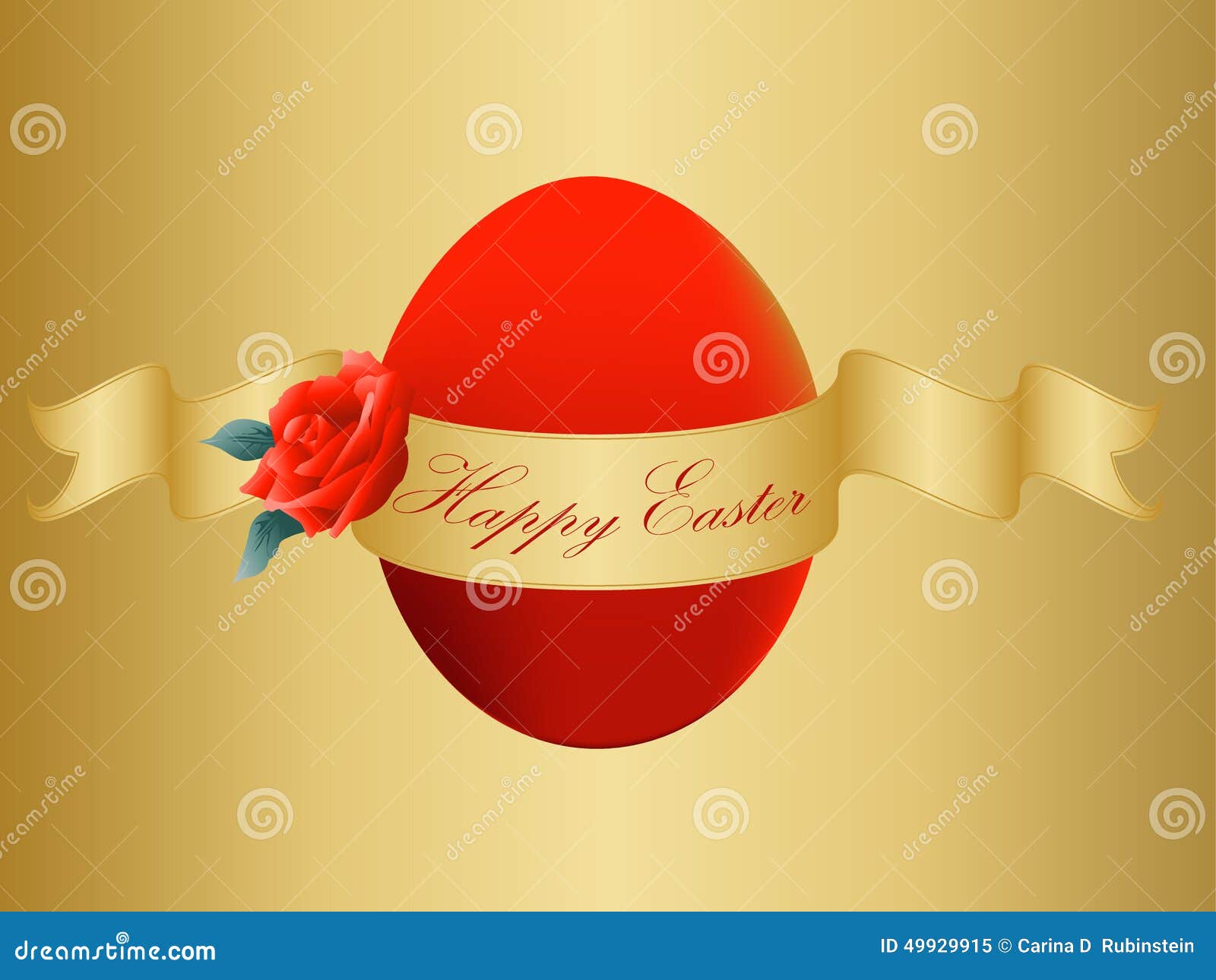 Gold Easter Egg with Ribbon and Text Stock Vector - Illustration of ...