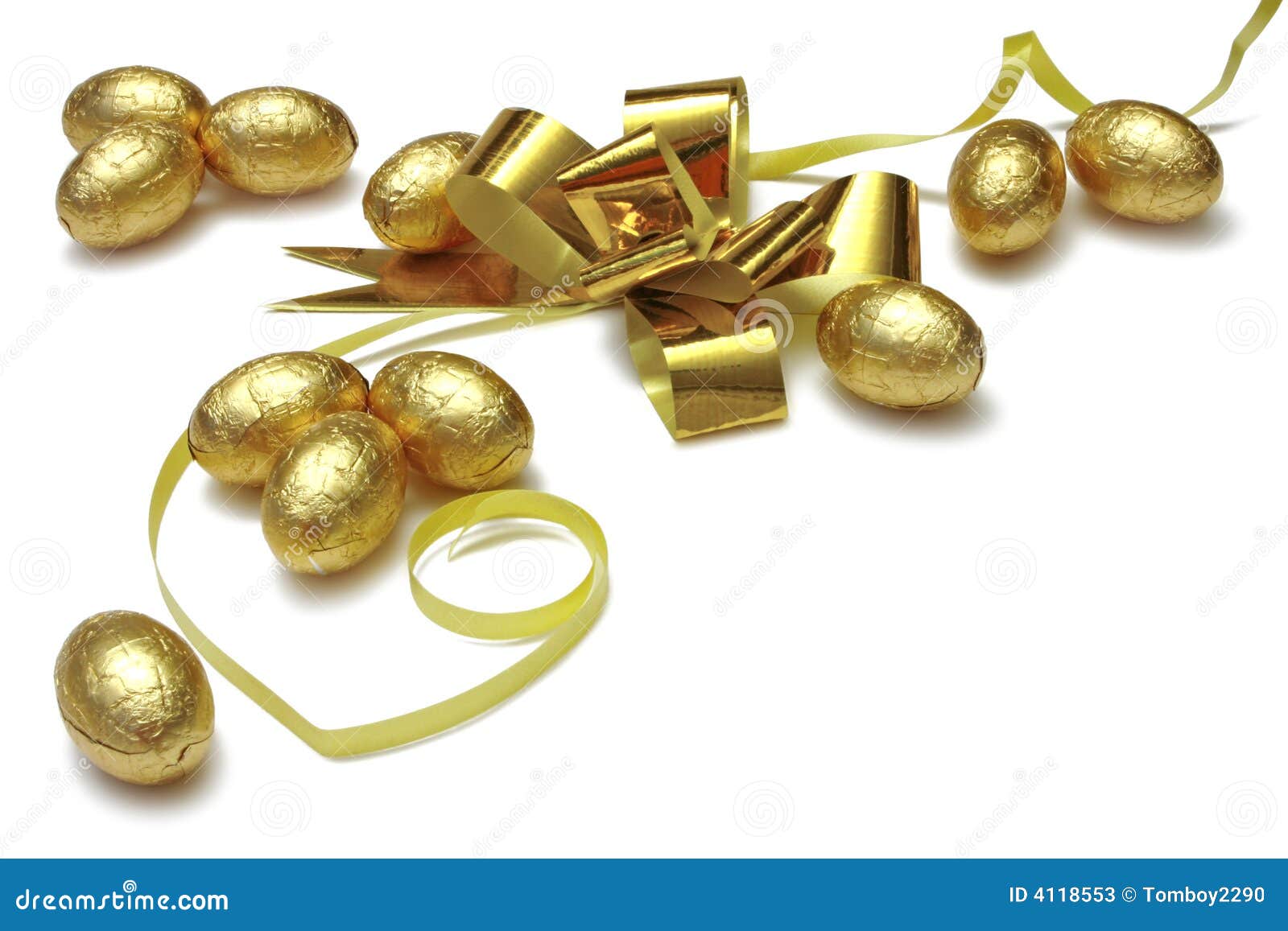 Gold Easter Eggs stock image. Image of corner, shiny, ribbon - 4118553