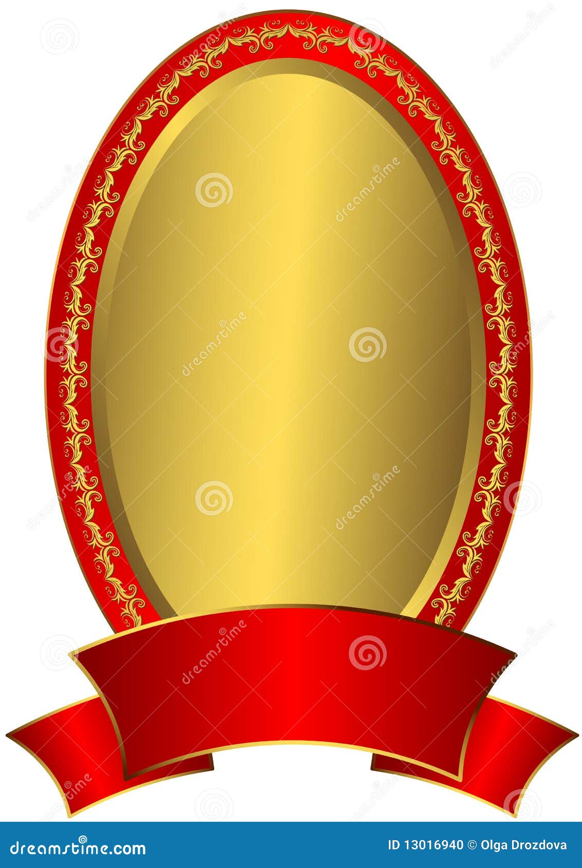 Gold Easter Frame with Red Ribbon Stock Vector - Illustration of ...
