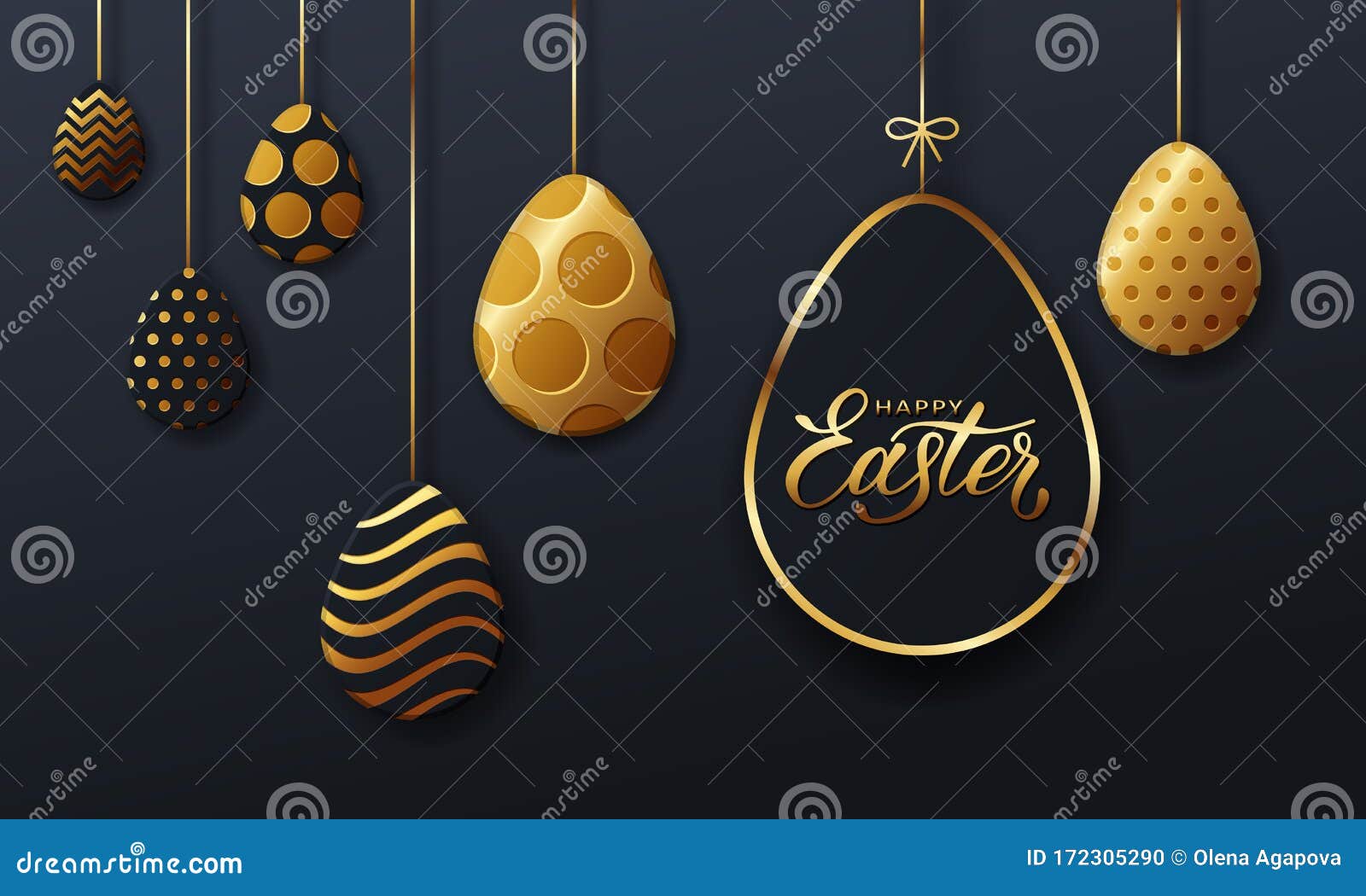 Gold Eggs, Happy Easter. Background of Golden and Black Egg with Dot ...