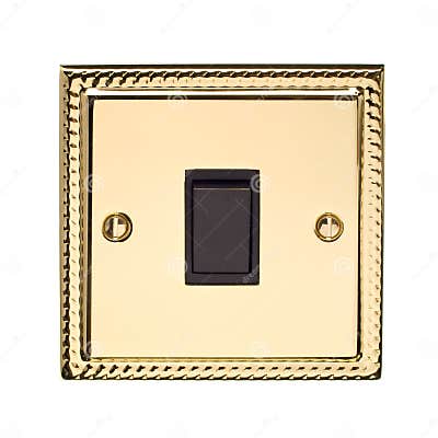 Gold Electric Light Switch stock image. Image of electricity - 18543333