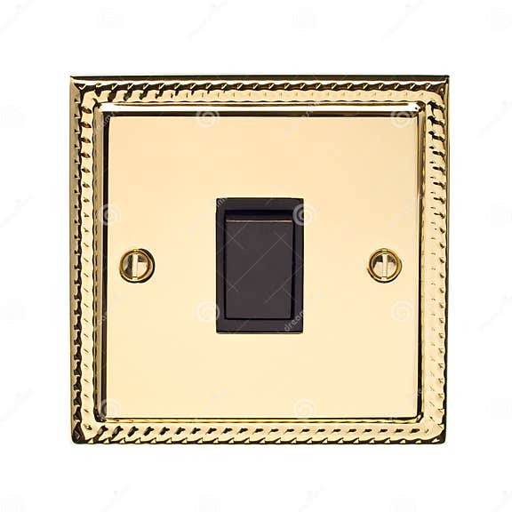 Gold Electric Light Switch stock image. Image of electricity - 18543333
