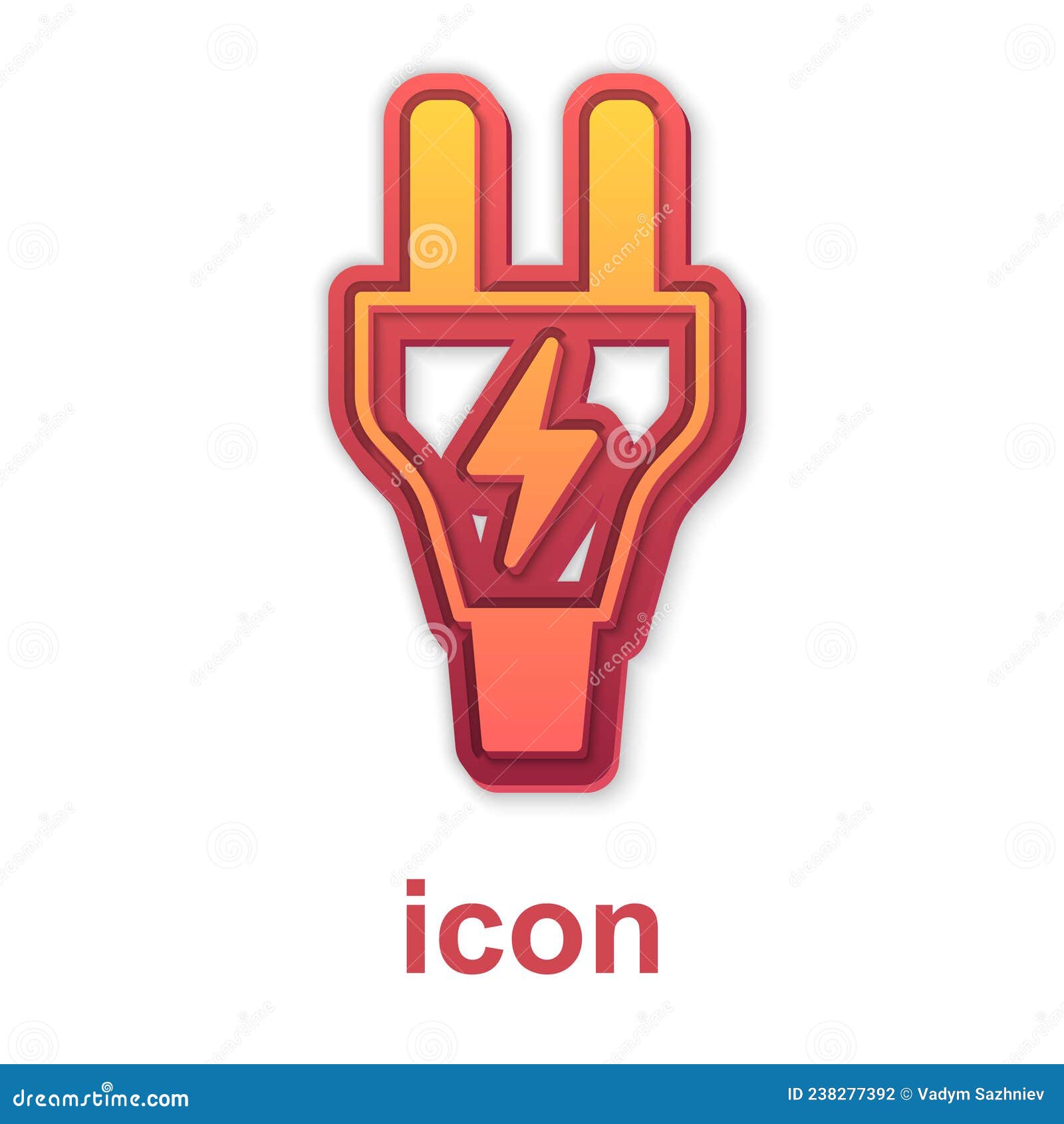 Gold Electric Plug Icon Isolated on White Background. Concept of ...