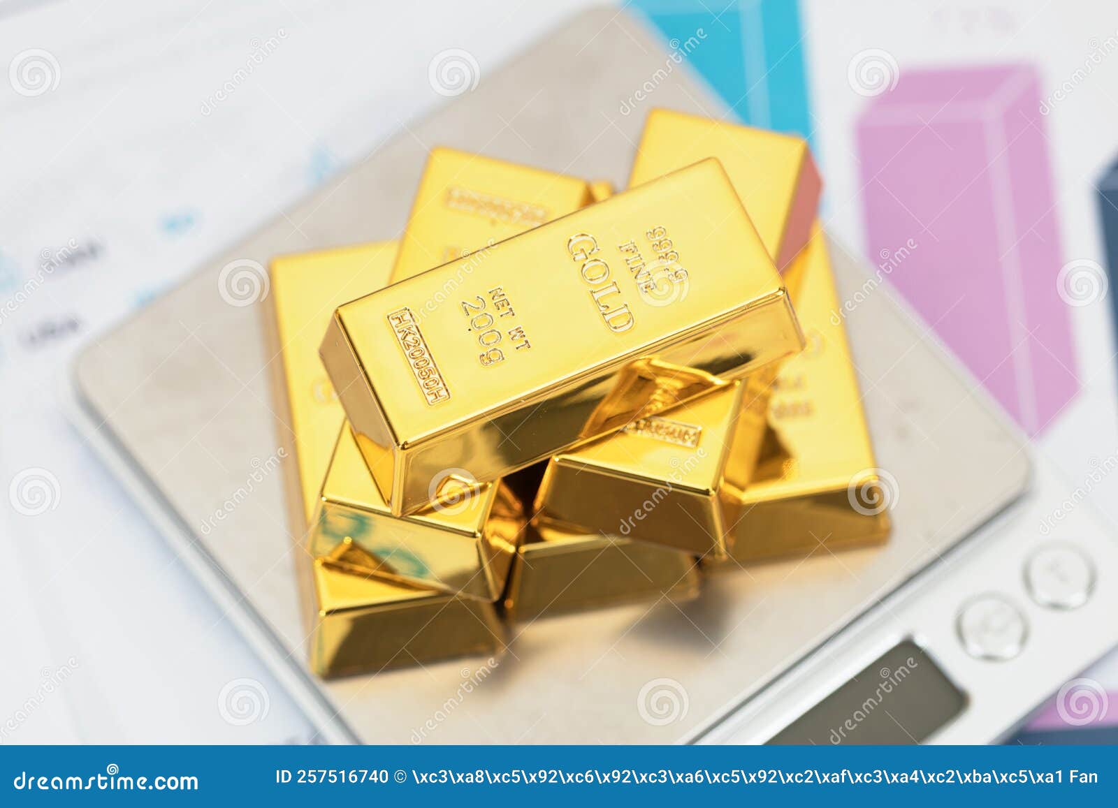 Gold on Electronic Scales on Financial Documents Stock Photo - Image of ...