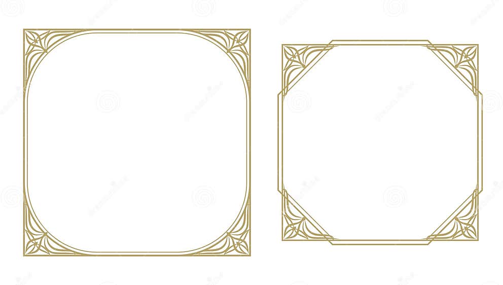 Gold Elegant Square Decorative Frame Stock Illustration - Illustration ...