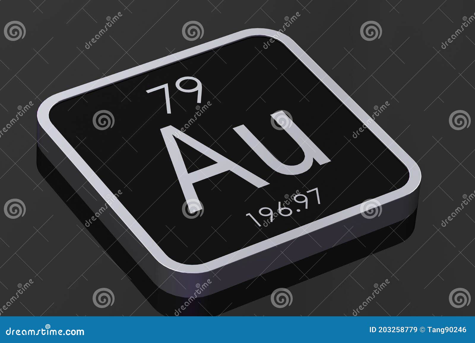 Gold Element from Periodic Table on Black Square Block Stock ...