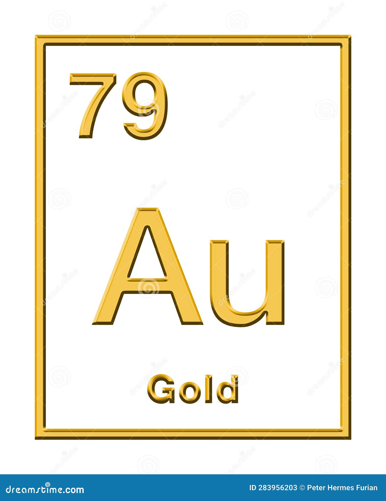 Gold, Chemical Element, Taken from Periodic Table, with Relief Shape ...
