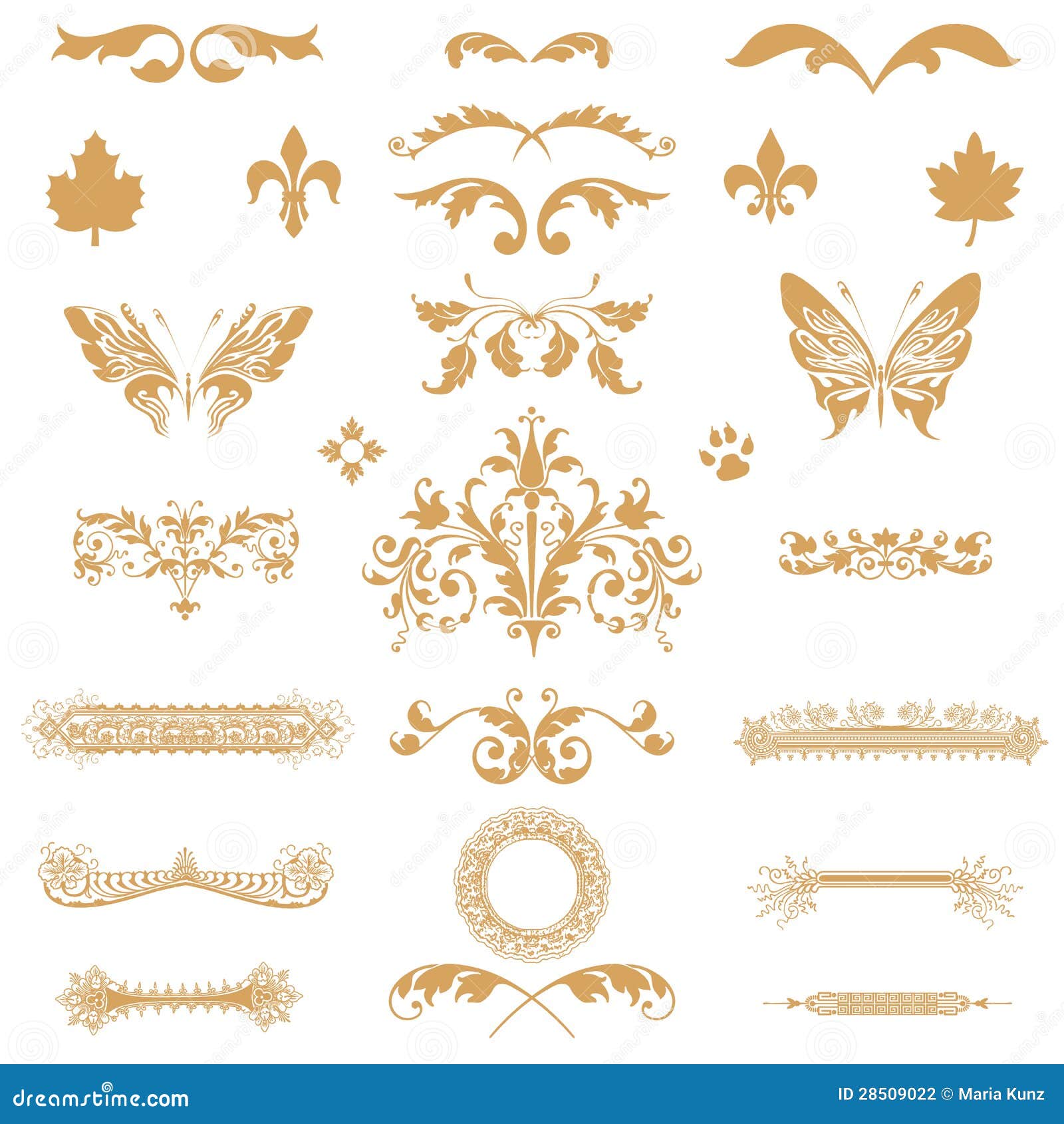 Gold elements collection stock illustration. Illustration of decoration ...