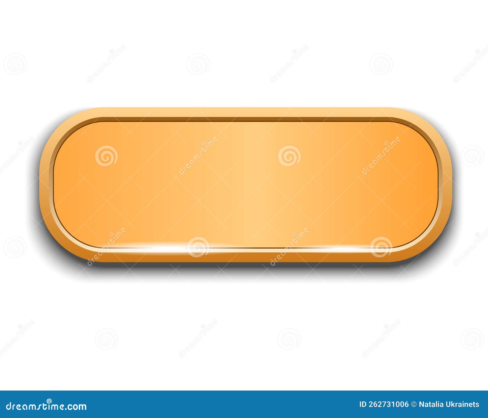 Gold Ellipse Button With Frame Vector Illustration Set. 3d Golden ...