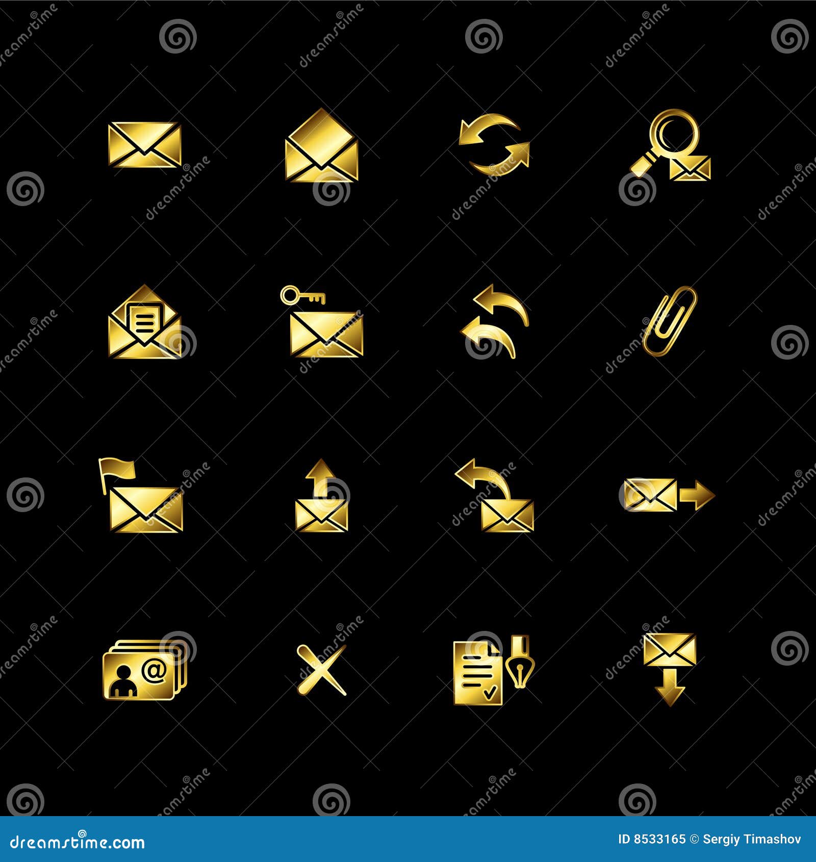Gold-eMail-Ikonen stock abbildung. Illustration von ikonen - 8533165