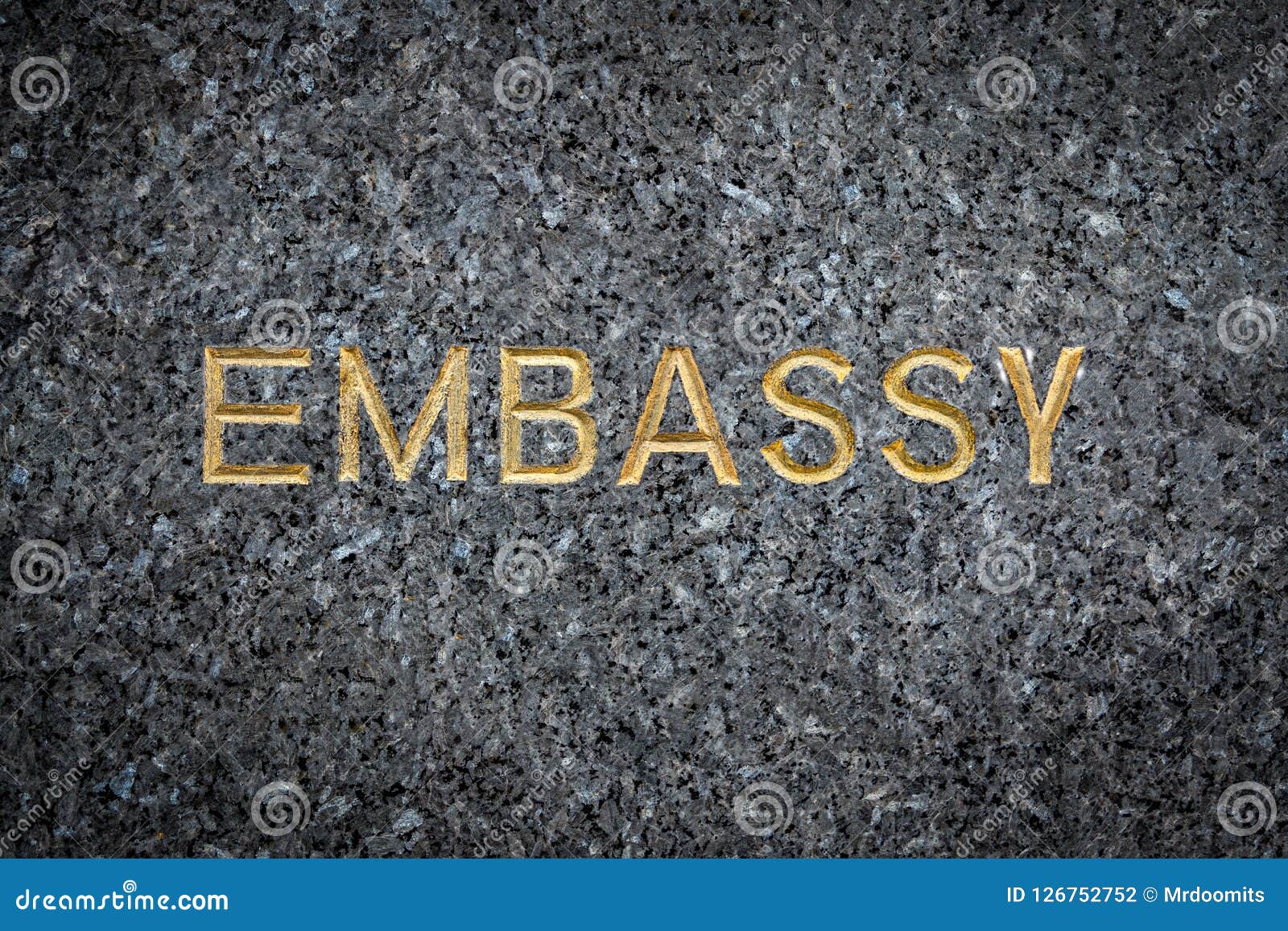 Gold Embassy Sign stock photo. Image of entrance, building - 126752752