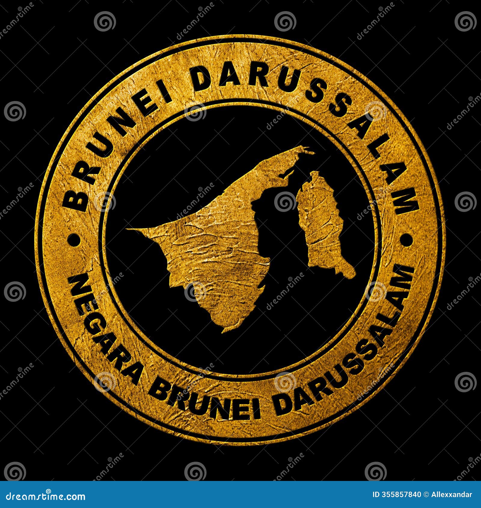 Gold Emblem of Brunei Darussalam Map Stock Illustration - Illustration ...