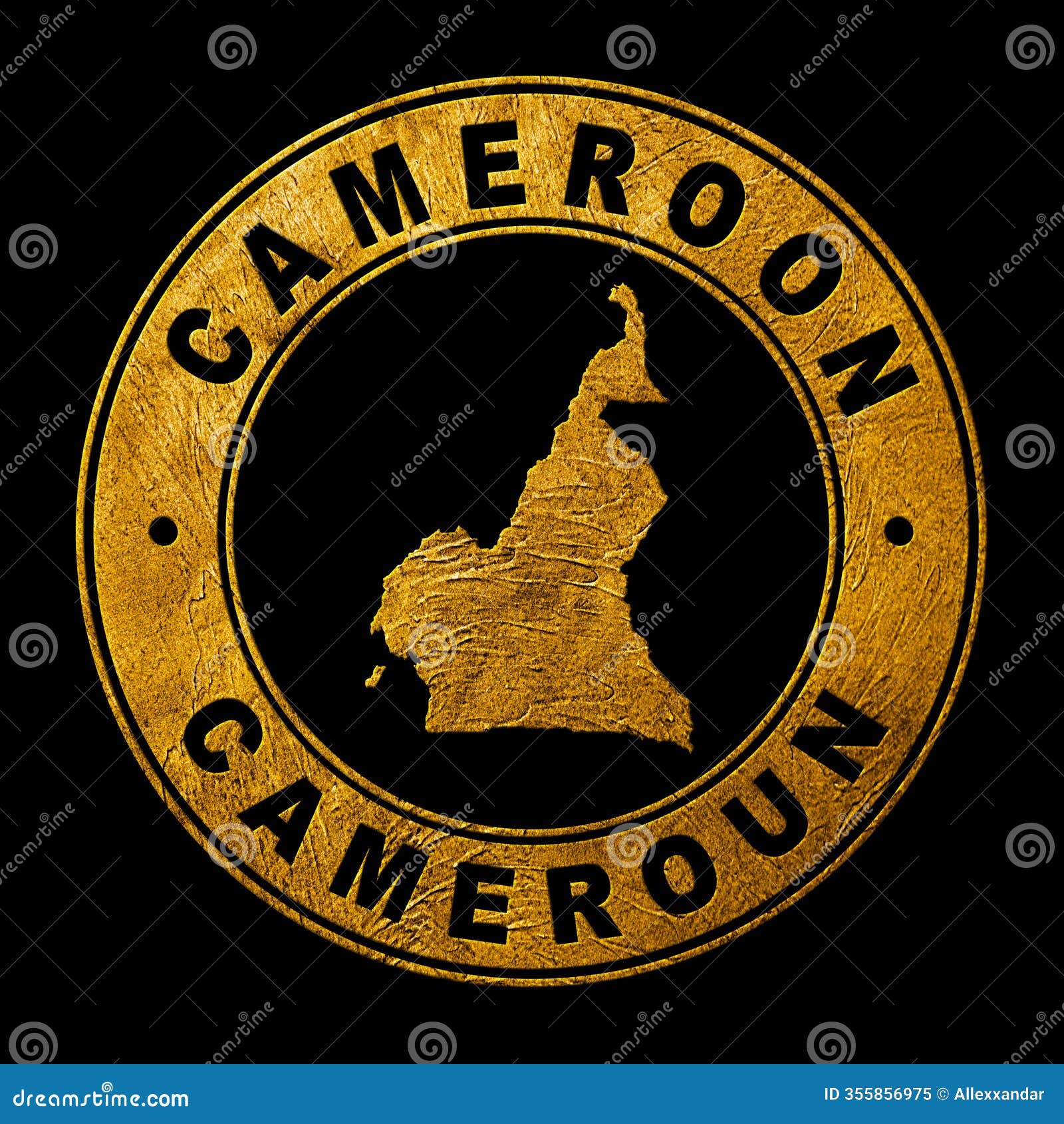 Gold Emblem of Cameroon Map Stock Illustration - Illustration of africa ...