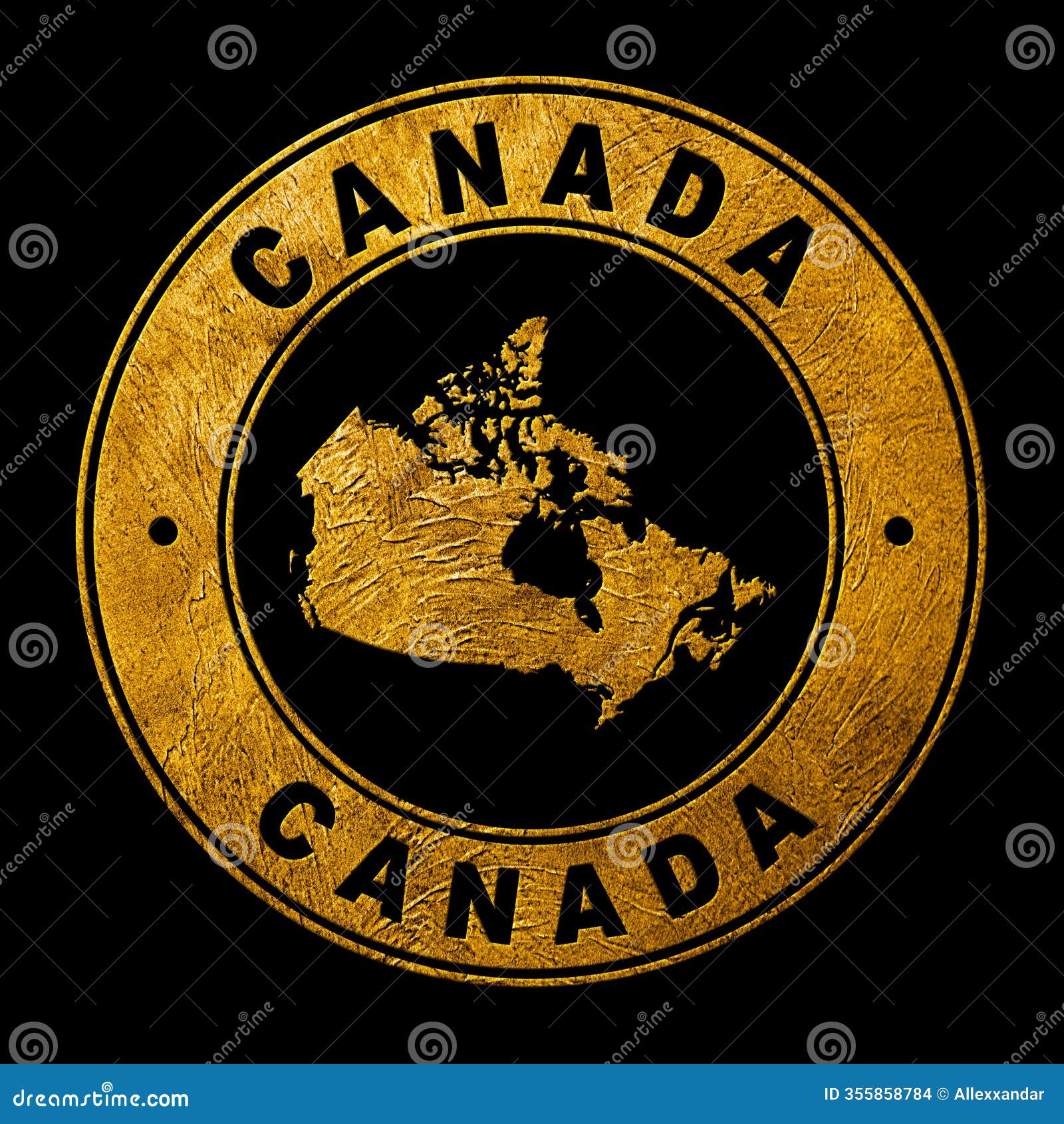 Gold Emblem of Canada Map stock illustration. Illustration of canada ...