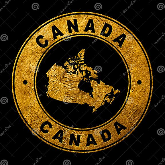 Gold Emblem of Canada Map stock illustration. Illustration of canada ...