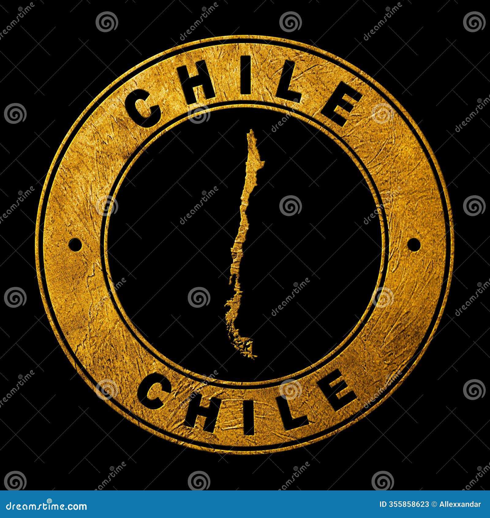Gold Emblem of Chile Map stock illustration. Illustration of badge ...