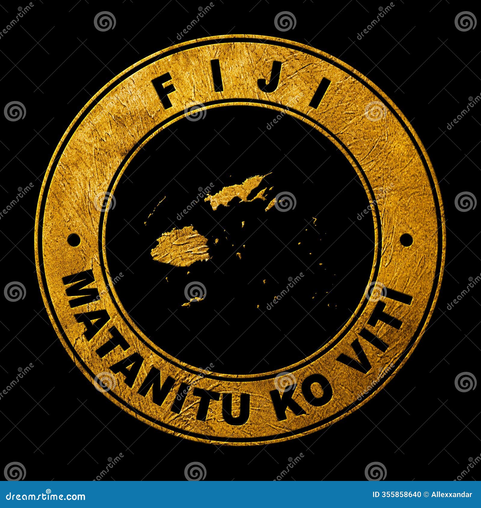 Gold Emblem of Fiji Map stock illustration. Illustration of golden ...