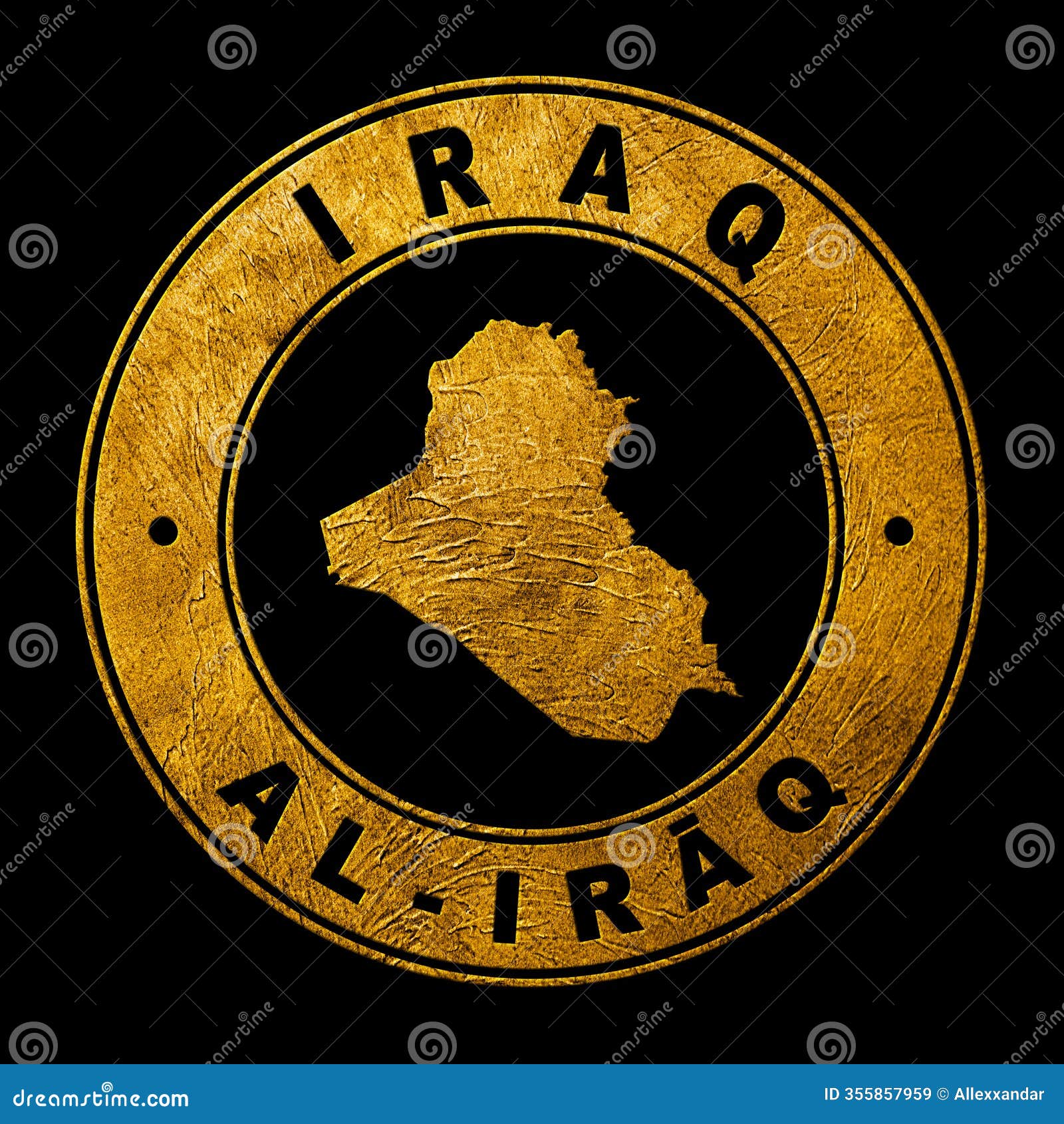Gold Emblem of Iraq Map stock illustration. Illustration of stamp ...