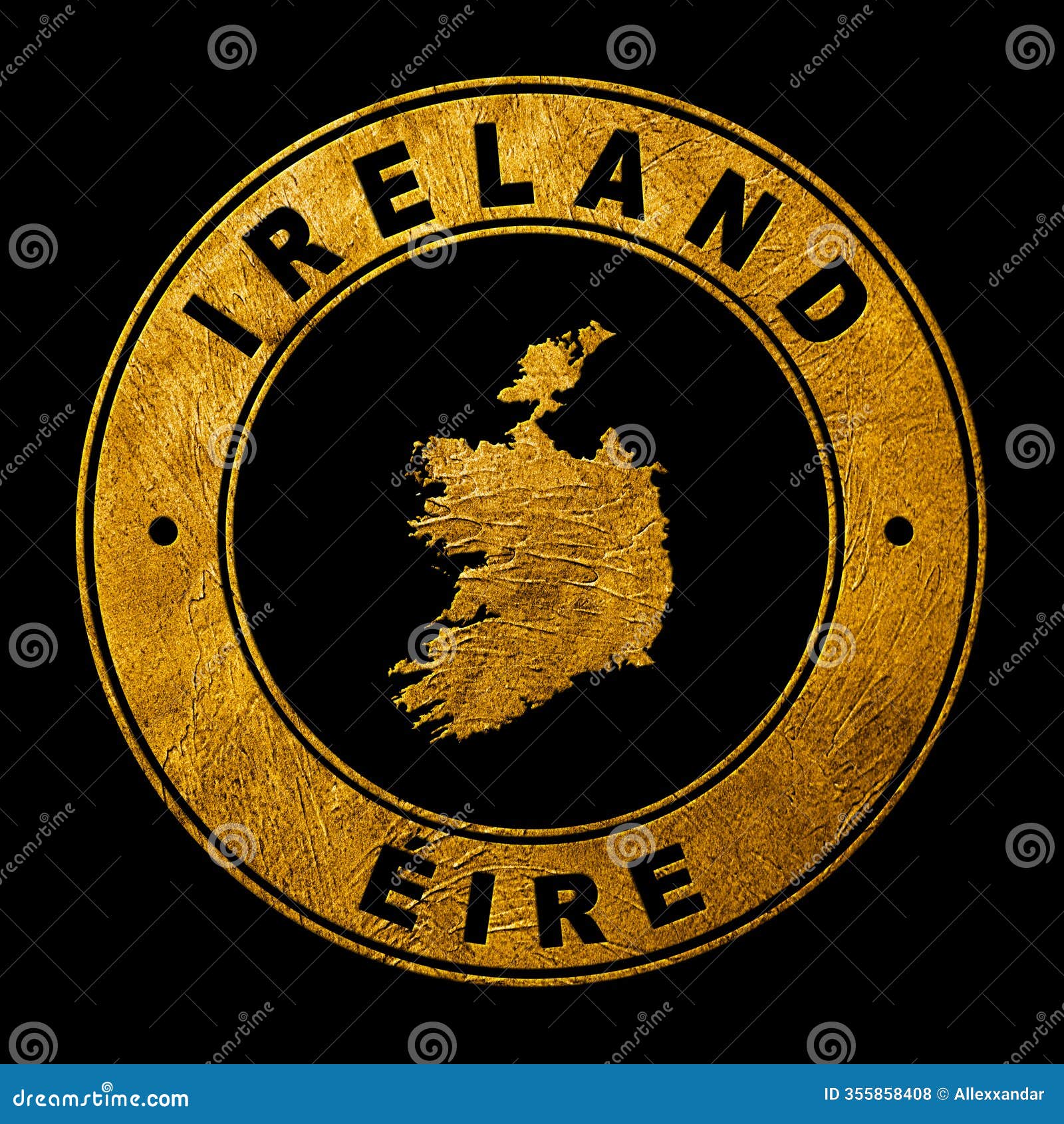Gold Emblem of Ireland Map stock illustration. Illustration of seal ...