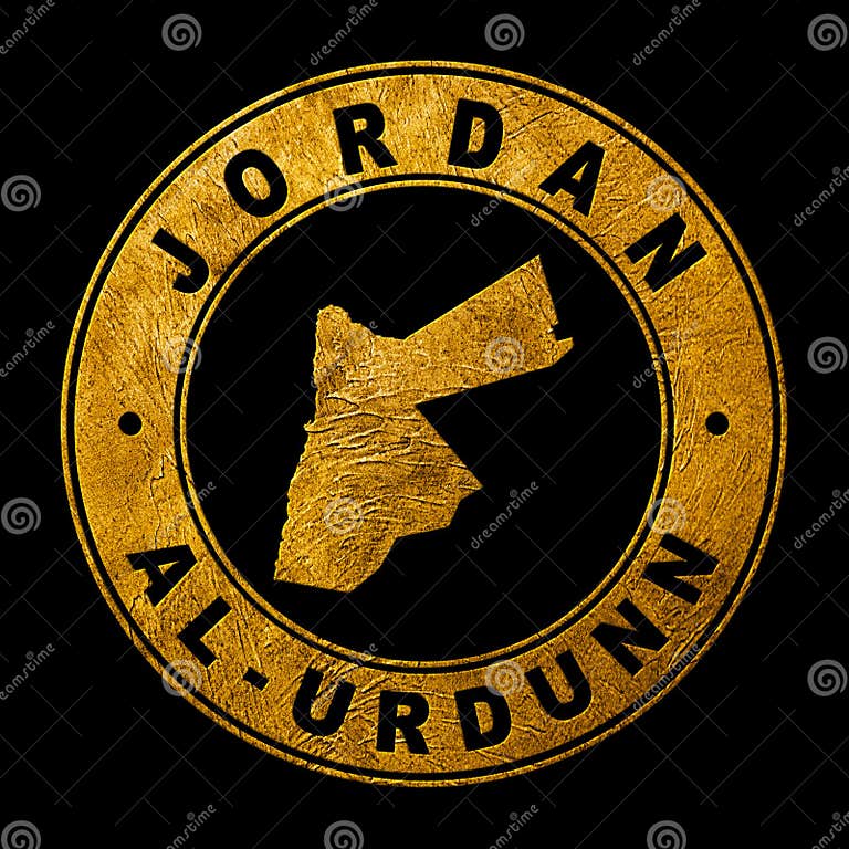 Gold Emblem of Jordan Map stock illustration. Illustration of republic ...