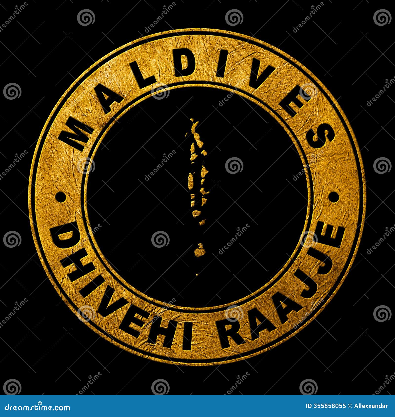 Gold Emblem of Maldives Map Stock Illustration - Illustration of ...