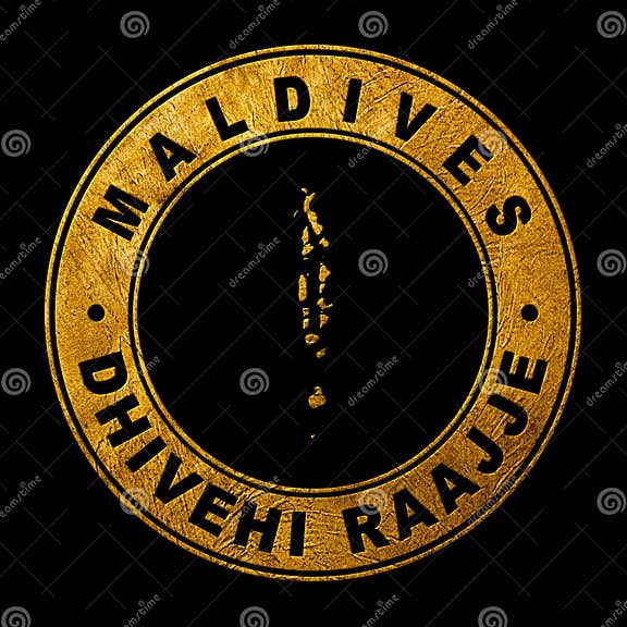 Gold Emblem of Maldives Map Stock Illustration - Illustration of ...