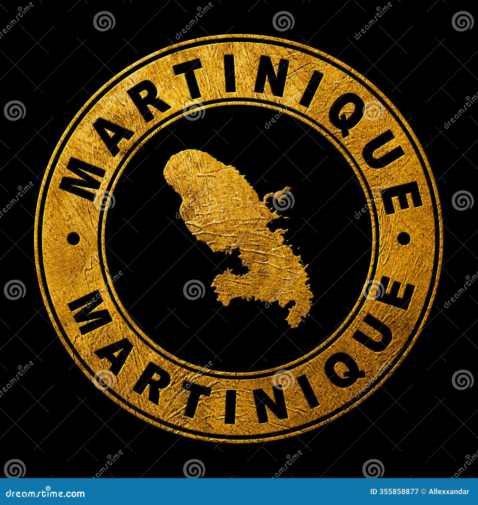 Gold Emblem Of Martinique Map Royalty-Free Stock Photography | CartoonDealer.com #355858877