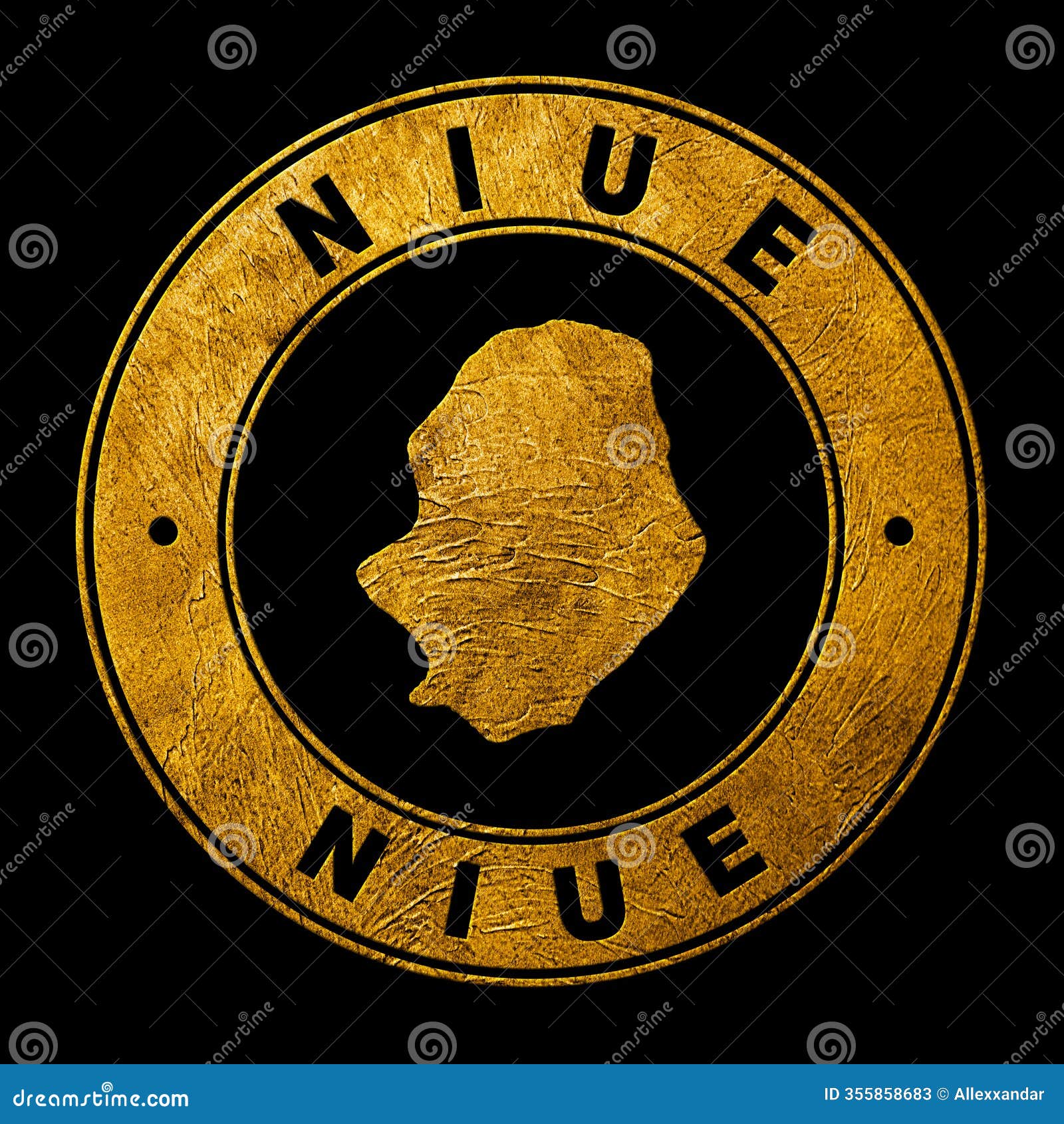 Gold Emblem of Niue Map stock illustration. Illustration of vintage ...