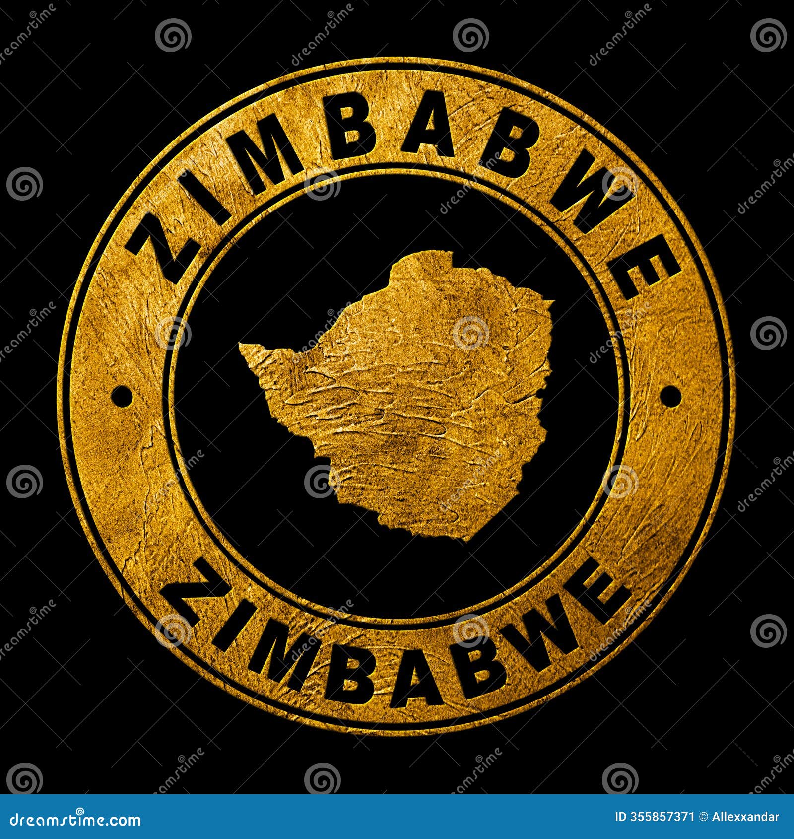 Gold Emblem of Zimbabwe Map Stock Illustration - Illustration of label ...