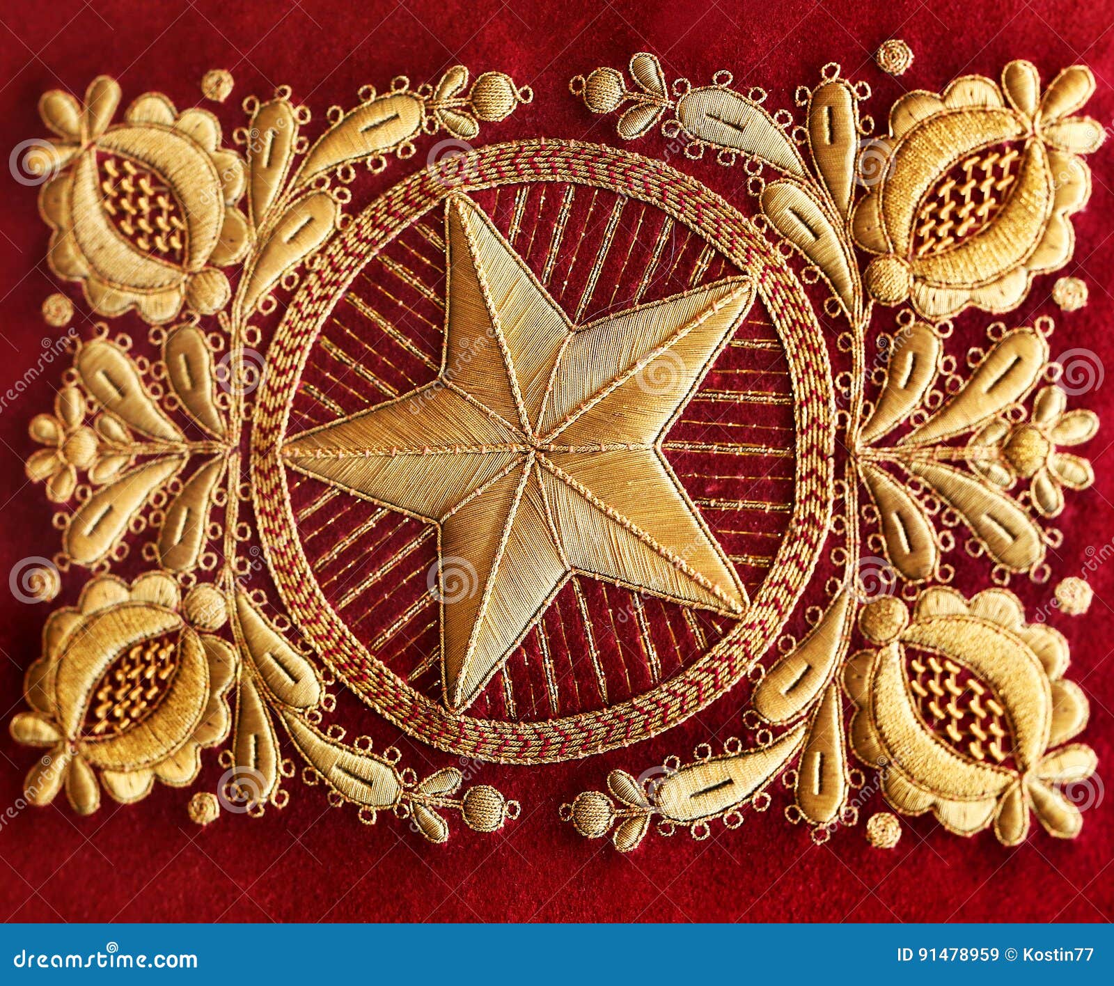 Gold Embroidery on a Fabric Stock Image - Image of embroidery, artistic ...