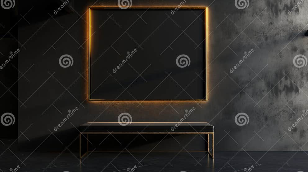 Gold Empty Frame with Backlight on the Grunge Wall. Generative AI Stock ...